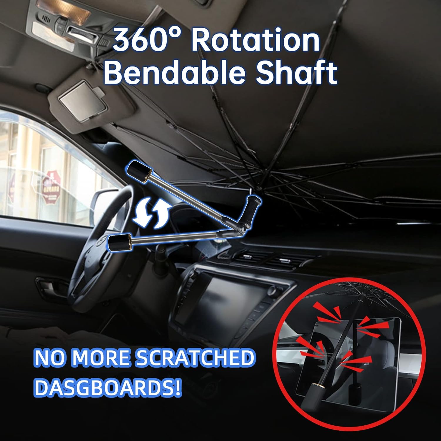 Parasol para parabrisas de automóvil con eje giratorio de 360 Parasol ...