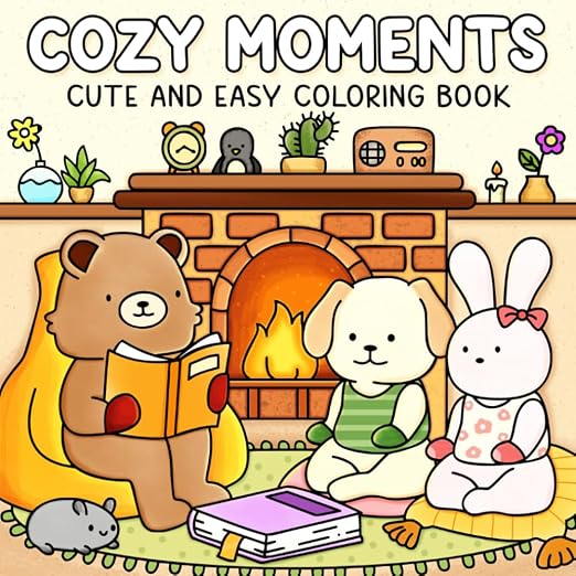 Amazon.com: Cozy Moments: Cute and Easy Coloring Book for Adults and ...