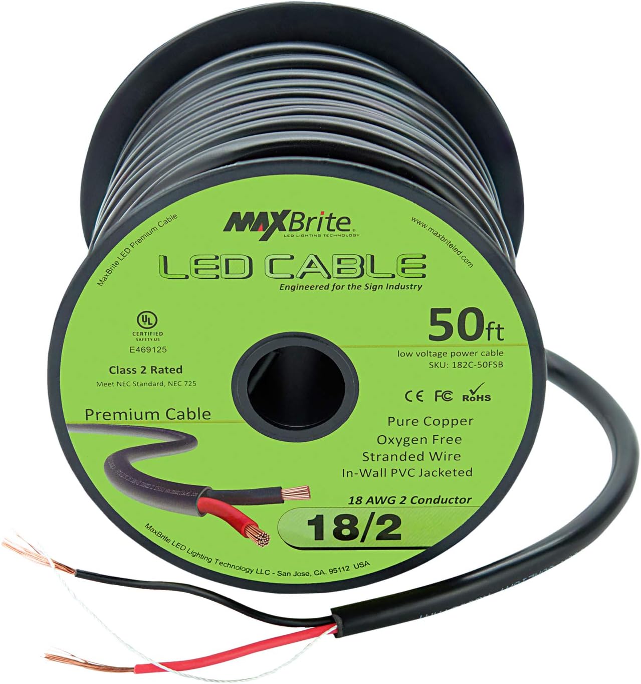 Amazon.com: Monoprice 113729 Nimbus Series 18 Gauge AWG 2 Conductor CMP ...