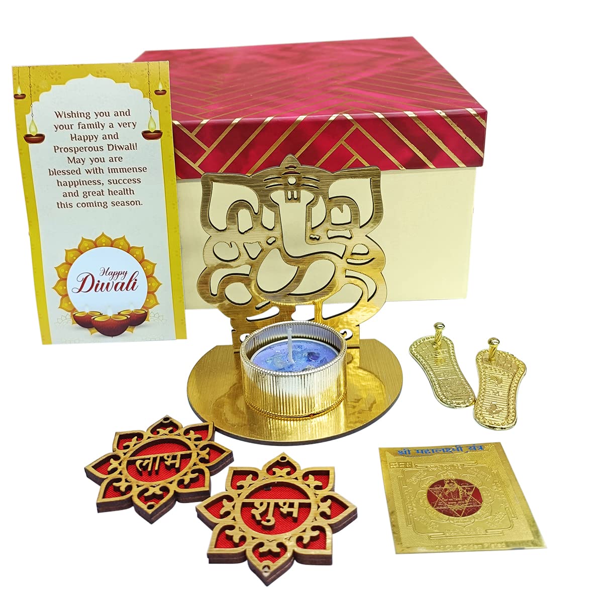 Buy 9Dzine Metal Charan Paduka, Lakshmi Yantra, Shubh Labh & Ganpati ...
