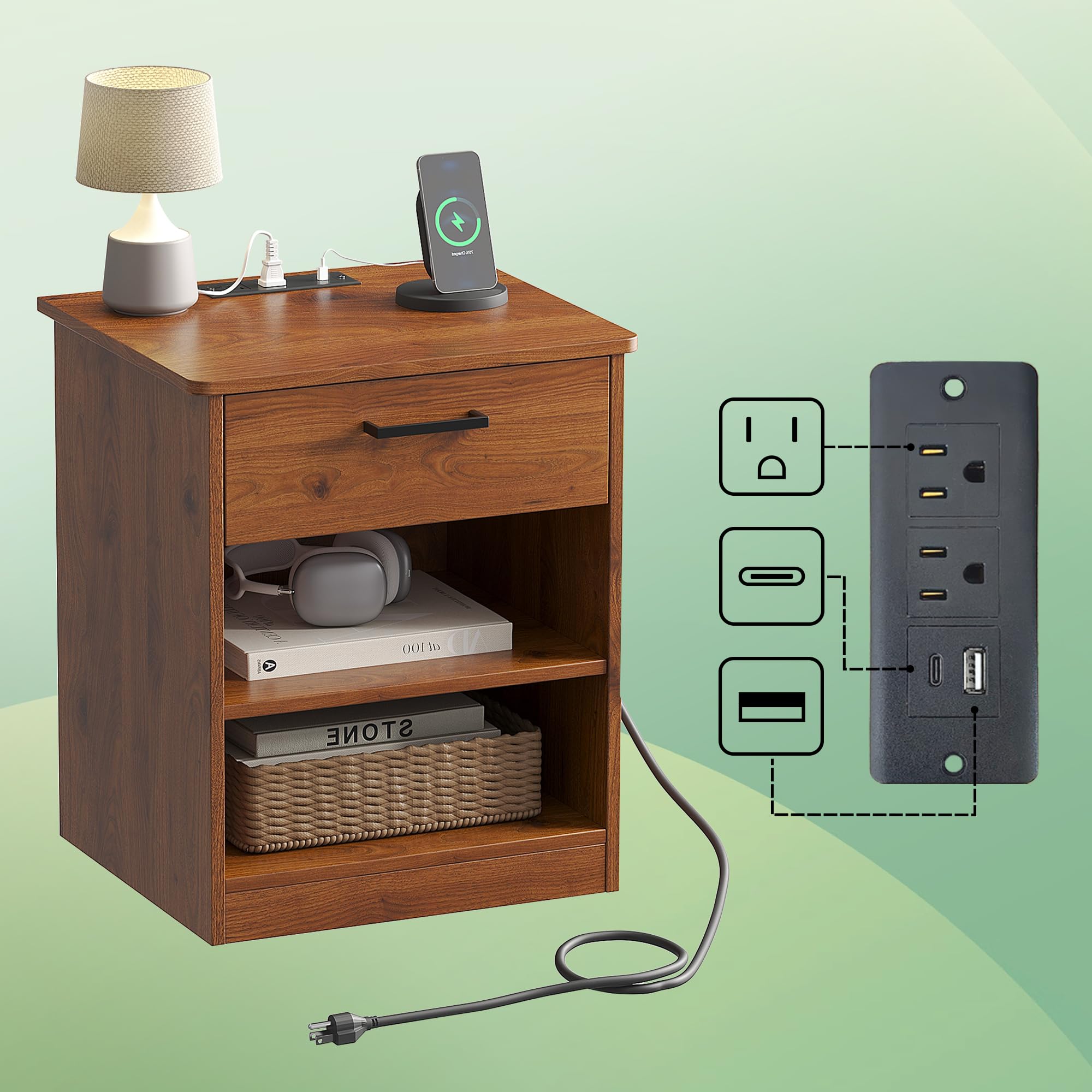 Amazon.com: ODIKA Everyday Side Table with Fast Charging Station - USB ...