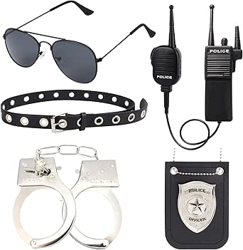 Amazon.com: Kyson 5 Pcs Police Officer Costume Accessories Cop Dress Up ...