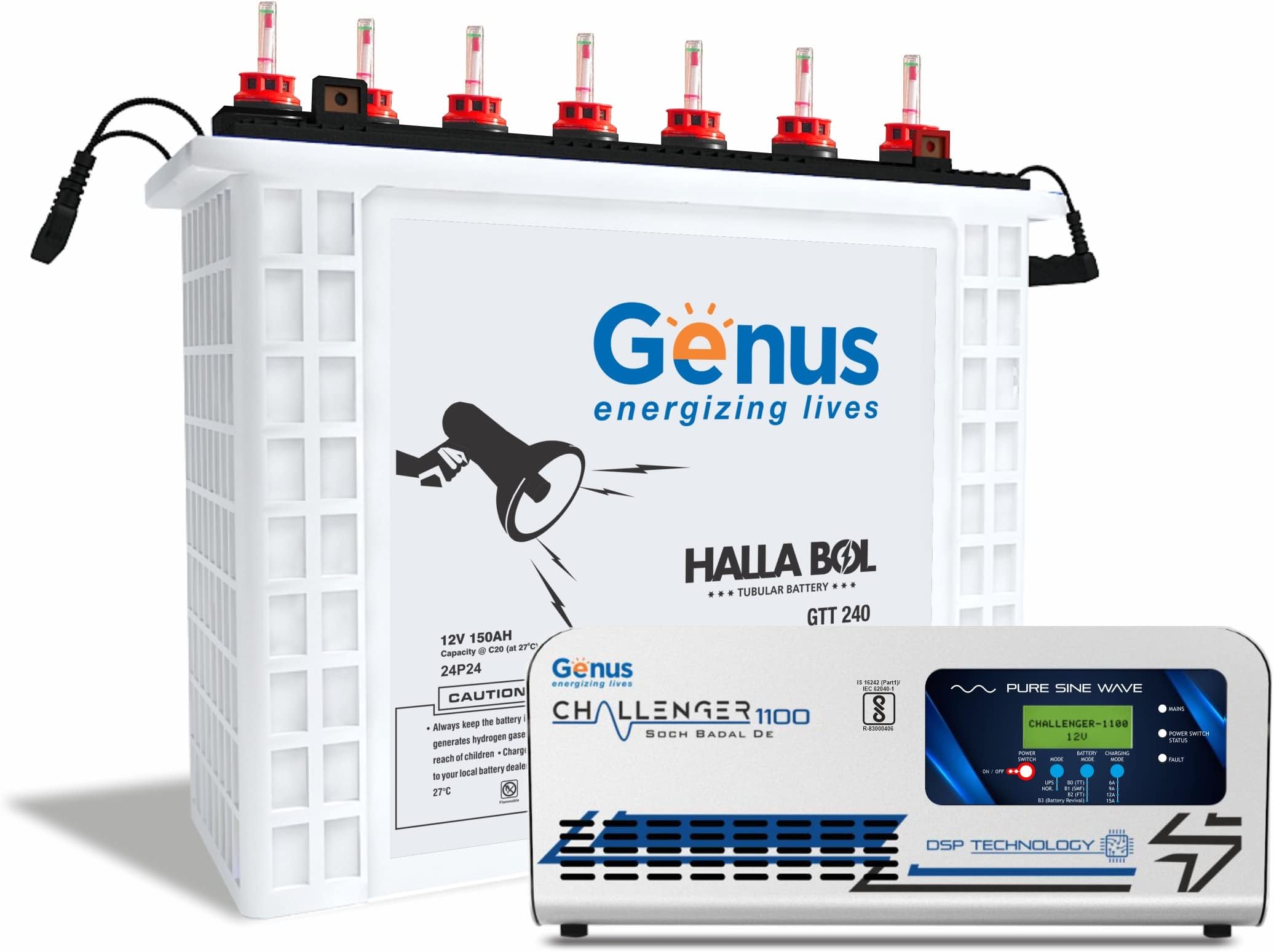 Tata Green Batteries Inverter & Battery Combo (Switch On Pure Sine Wave ...