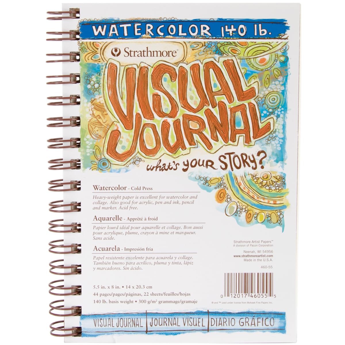 Amazon.com: Strathmore Visual Watercolor Journals 140 lb. 5 1/2 in. x 8 ...