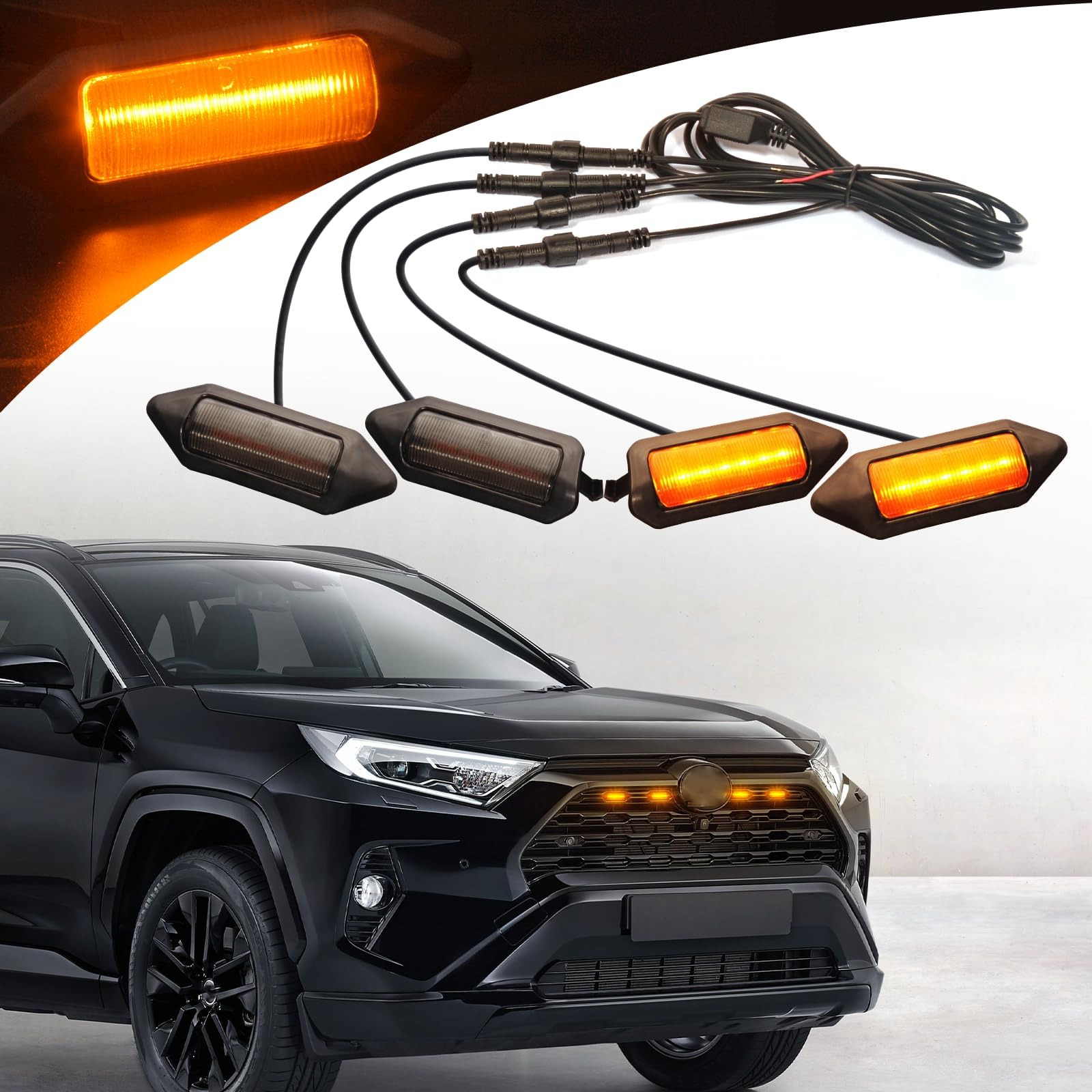 Amazon.com: DOOD Led Grill Lights Fit For Toyota RAV4 Hybrid LE XLE ...