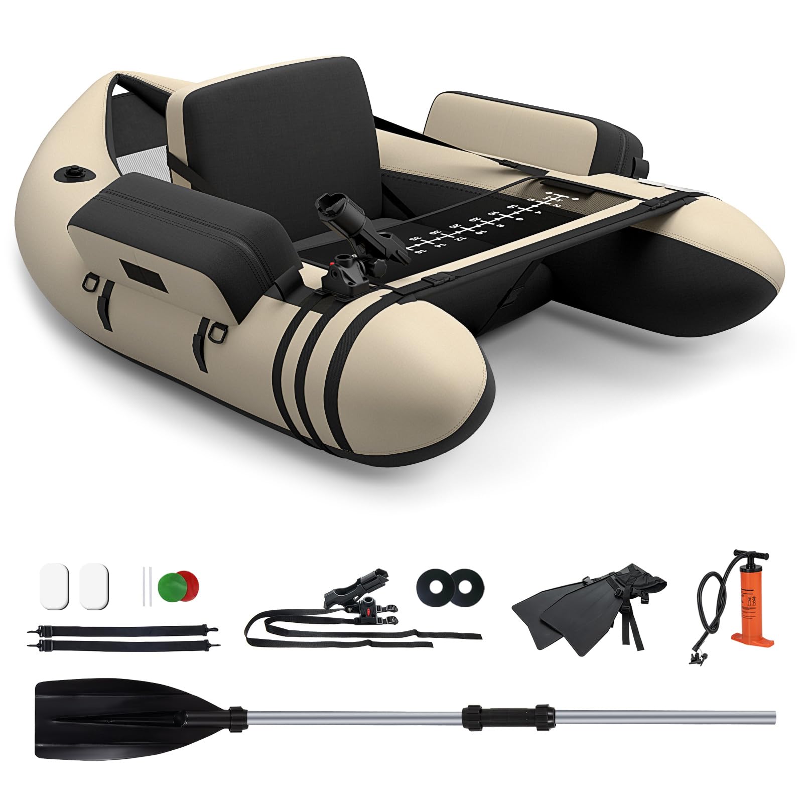 GYMAX Fishing Float Tube, 350lbs Inflatable Fishing Boat with Paddle ...