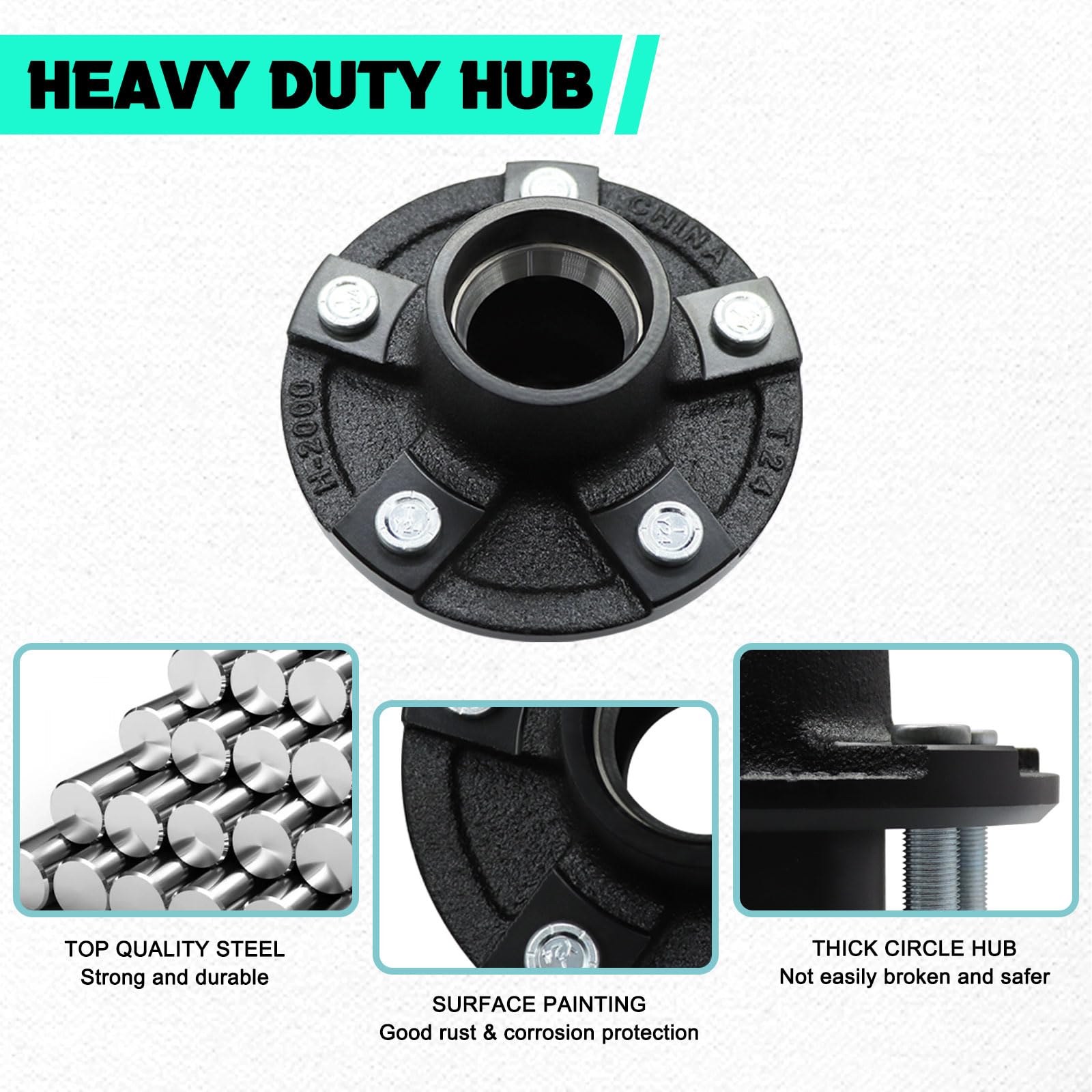 Snapklik.com : 2 Sets Trailer Hub Kit 5 Bolt 4.5" For 3500 Lb 5-Lug ...