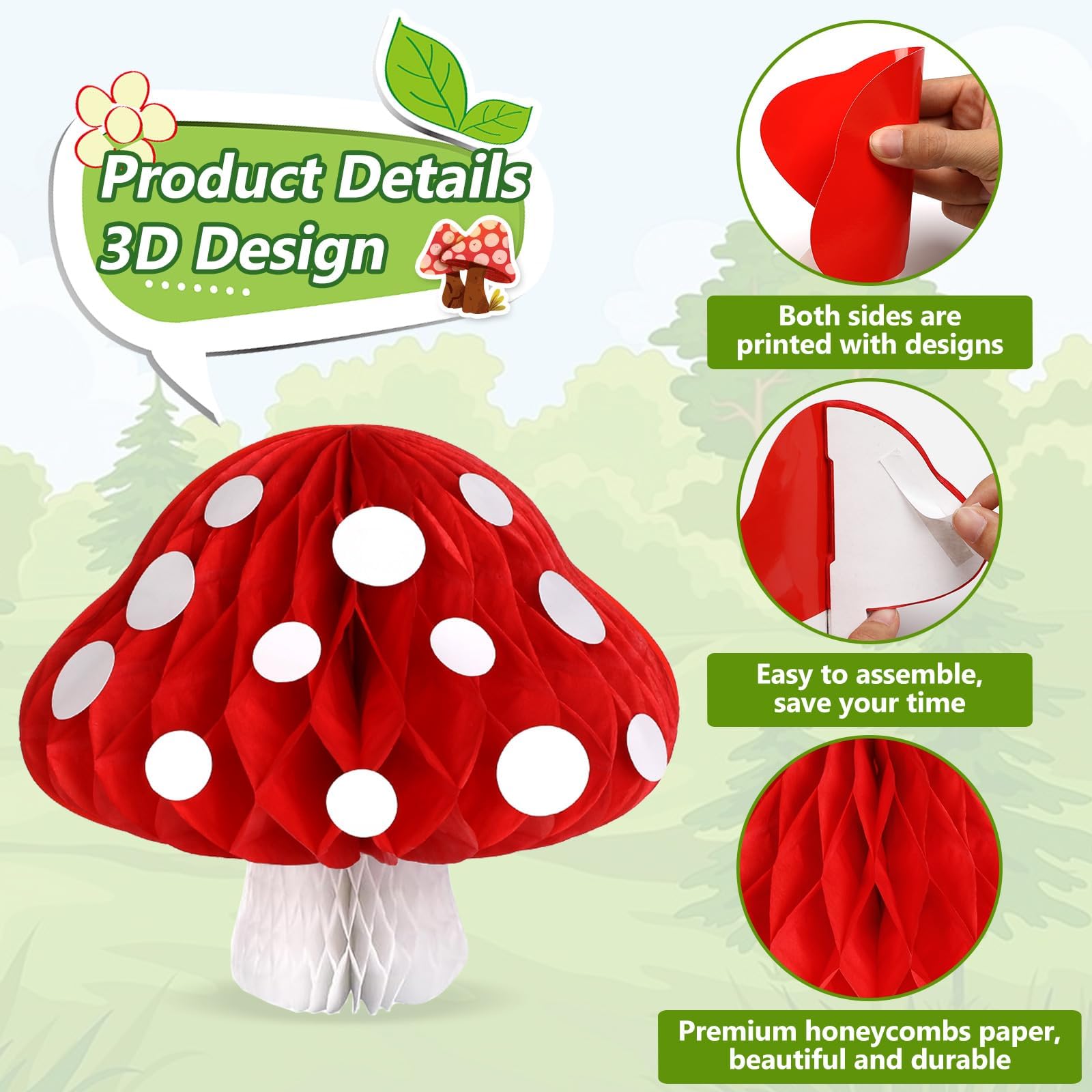 Snapklik.com : 10PCS Mushroom Party Decoration Mushrooms Honeycomb ...