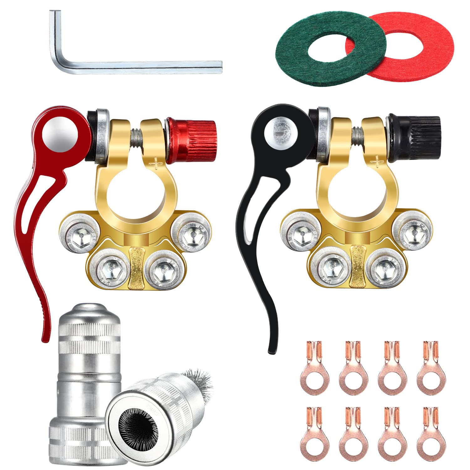 1 Pair Battery Terminals, 4 Way Positive & Negative Battery Terminal ...