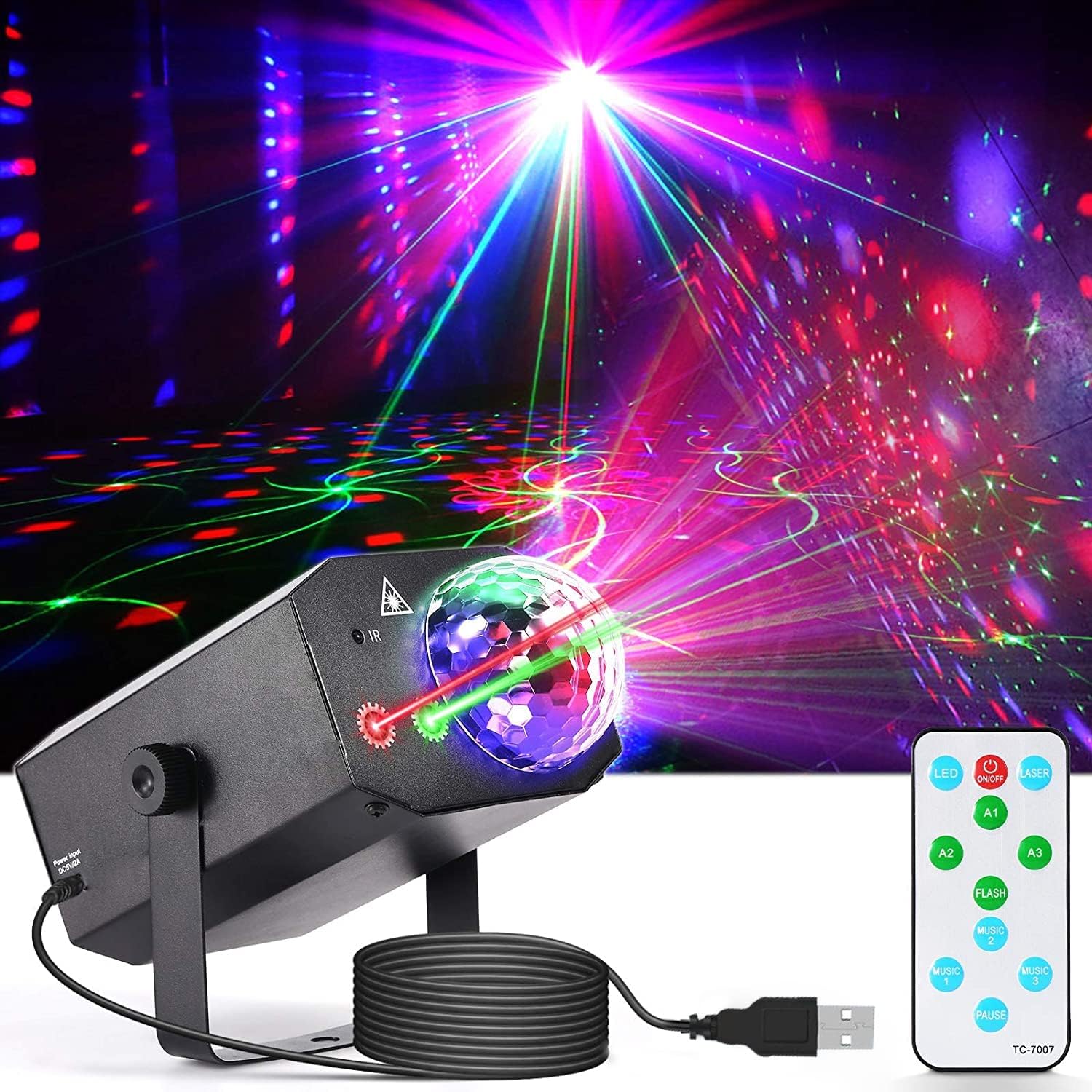 Disco Lights, Party Light +Disco Ball 2 in 1 Party Lights Sound Actived ...