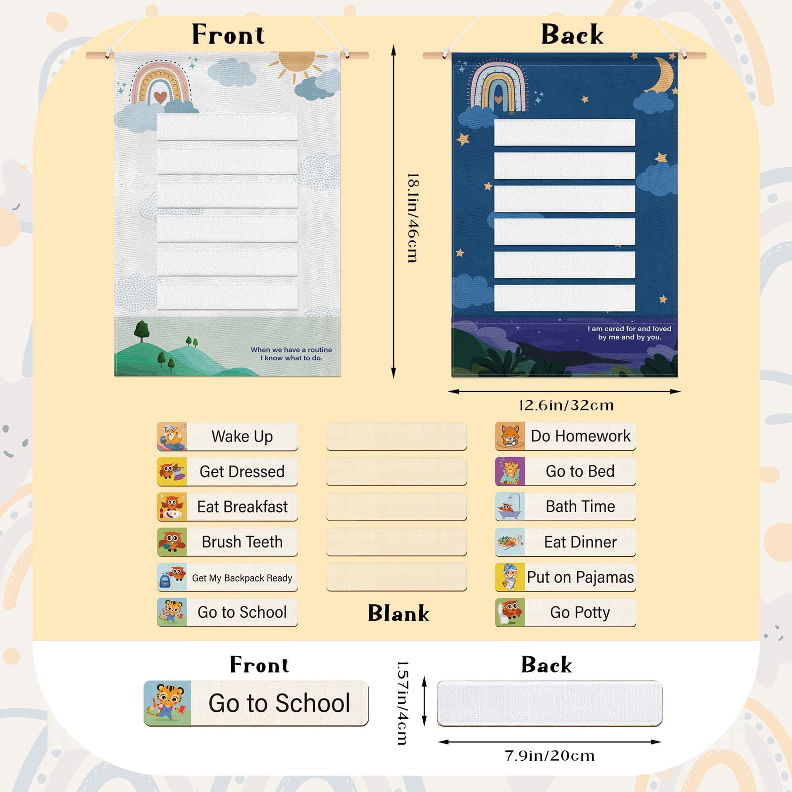 Buy Canvas Visual Schedule for Kids, Schedule Board for Home with ...