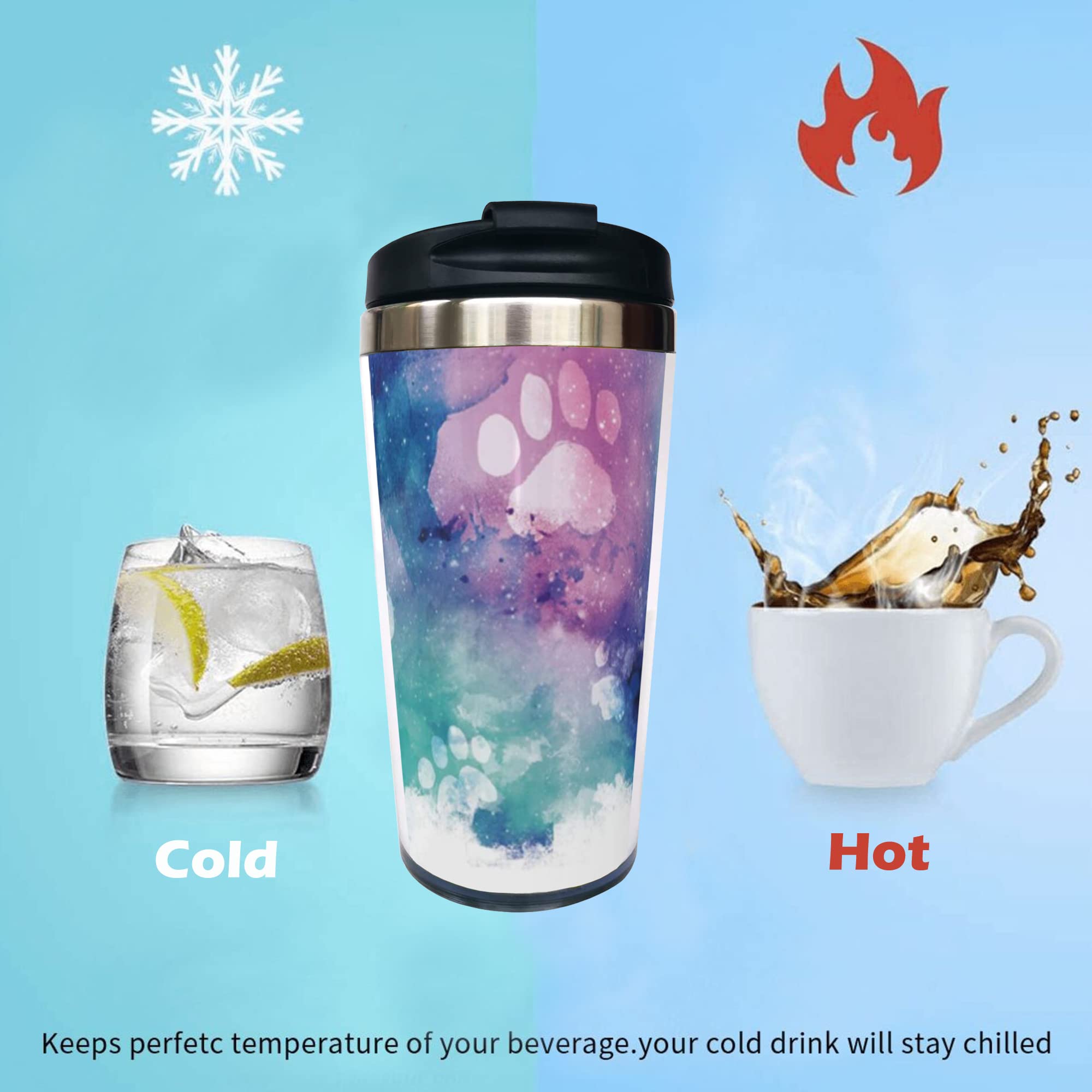 Dog Paw Print Travel Coffee Mug with Filp Lid, Stainless Steel ...