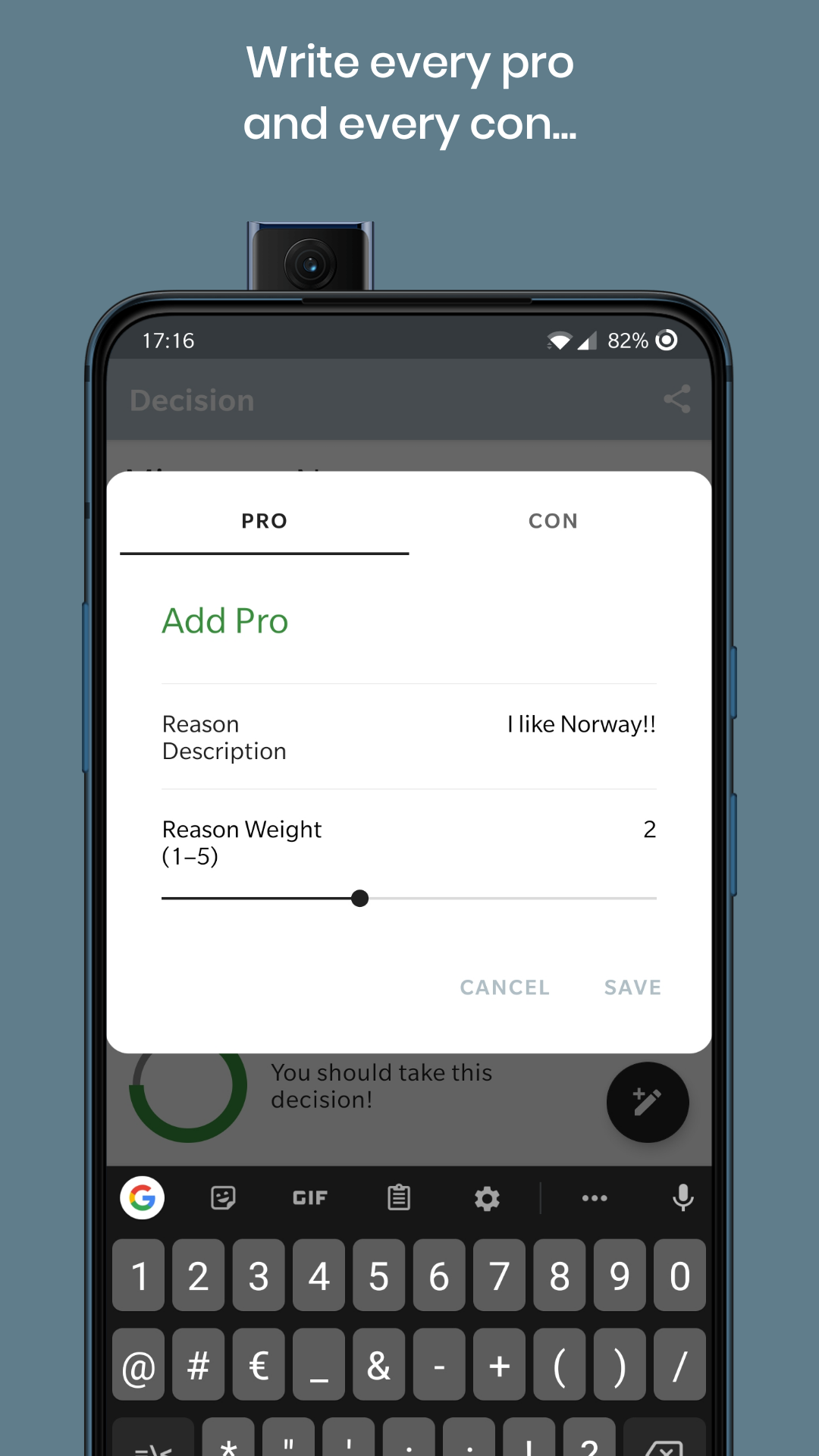 Pros-Cons - Decision Maker - App on Amazon Appstore