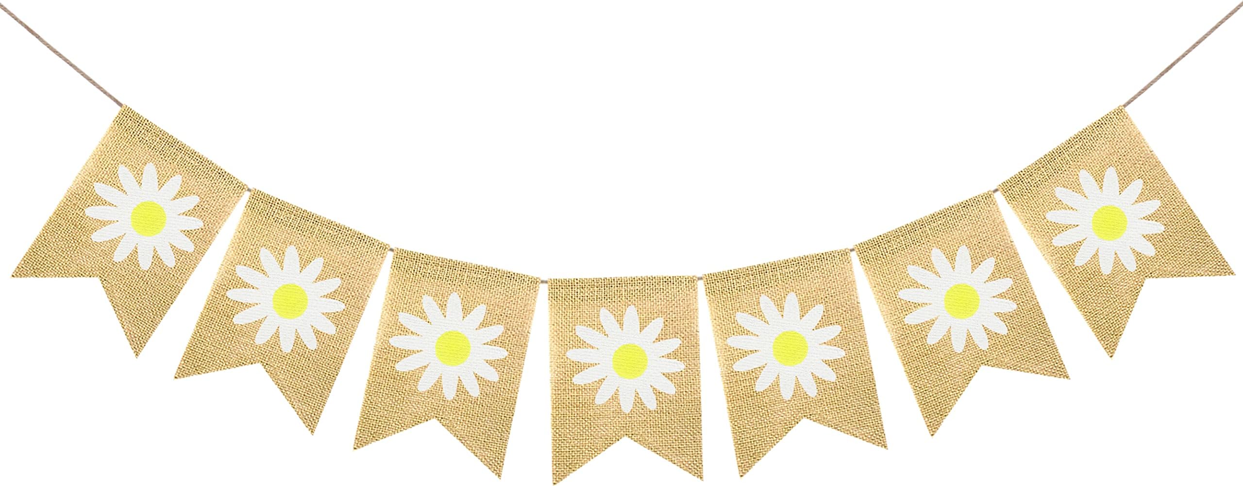 Amazon.com: Jute Burlap Daisy Banner Summer Daisy Flower Banner Burlap ...