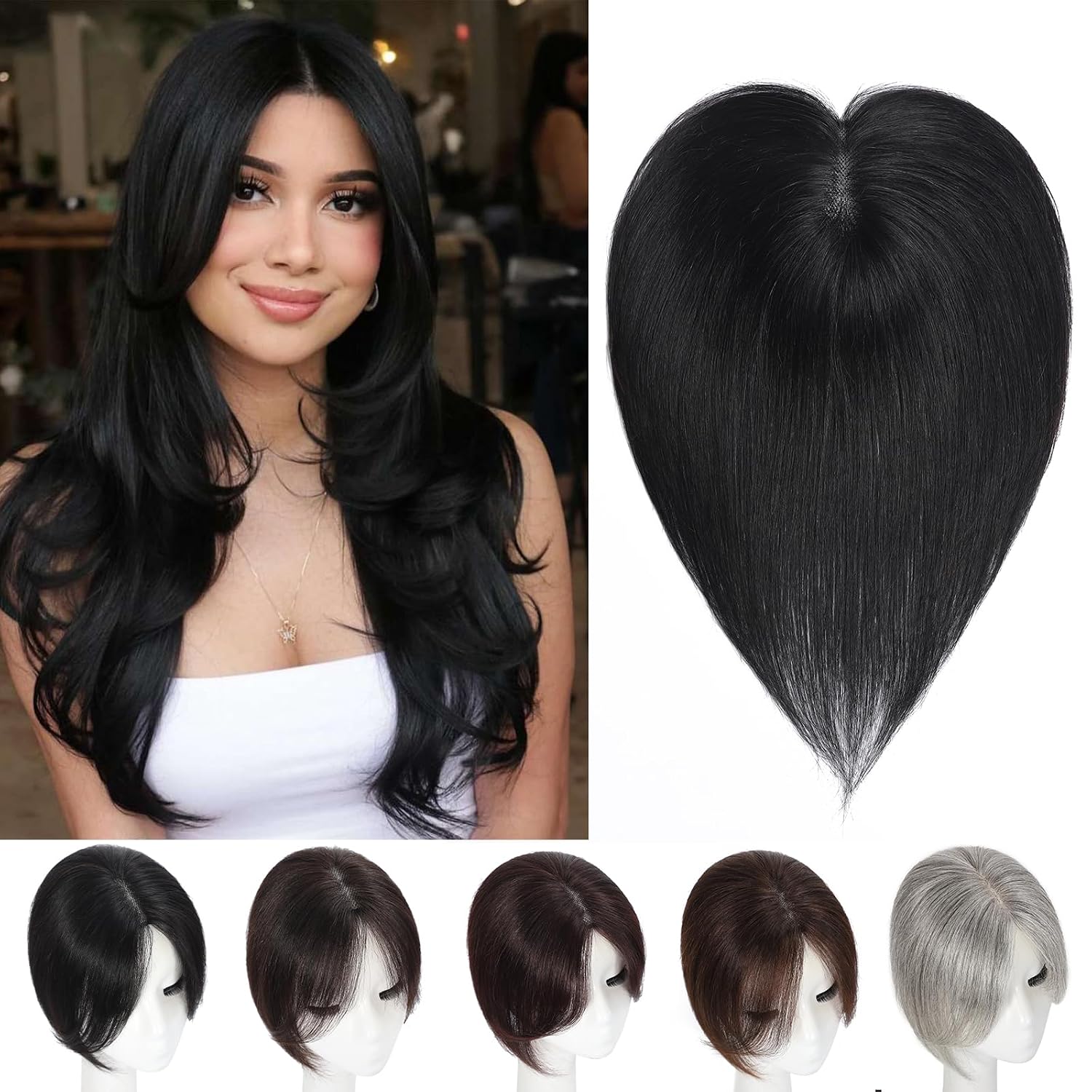 Amazon.com: Real Human Hair Toppers with Lace Base - 360 Cover for Thin ...
