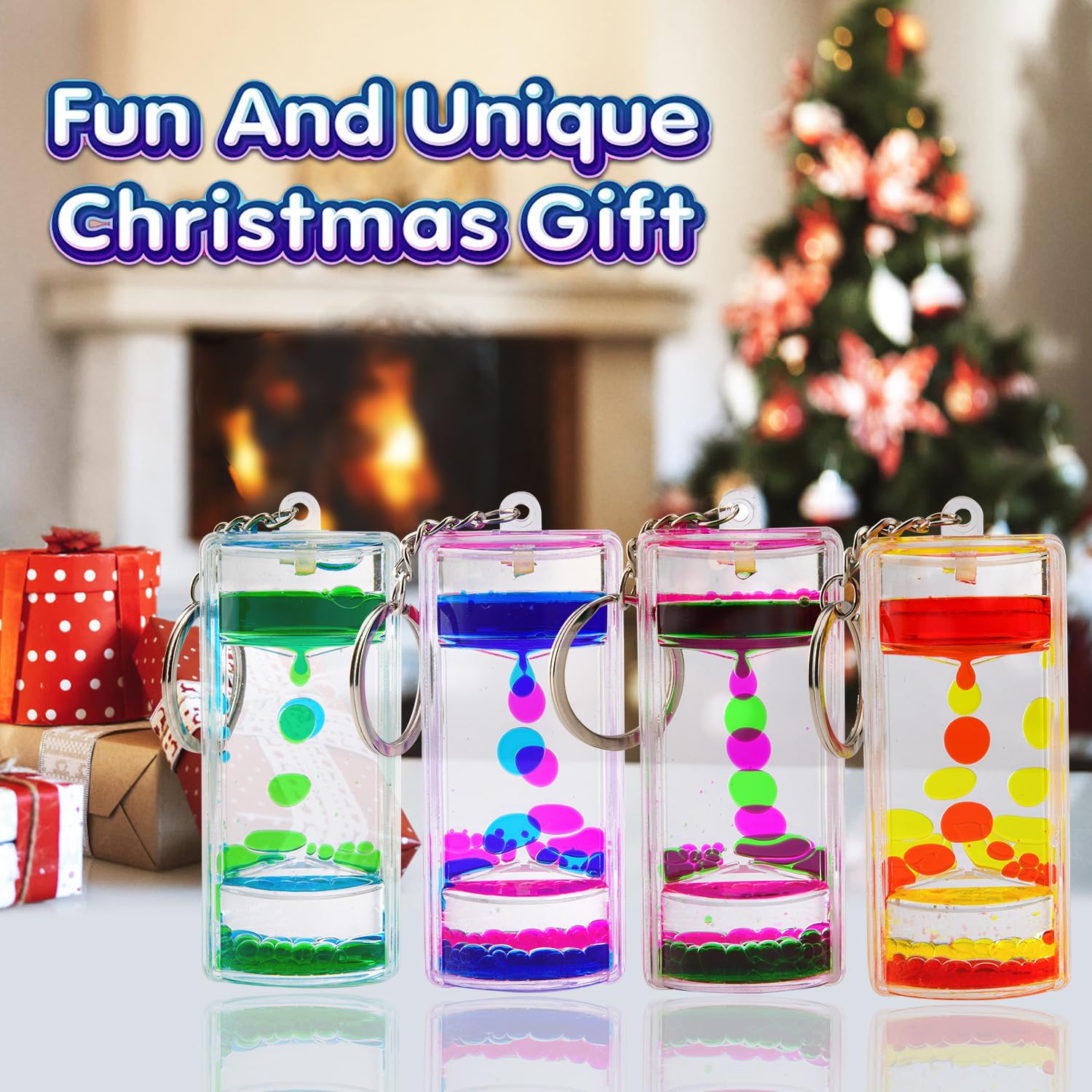 Snapklik.com : CAILINK 4 Pack Liquid Motion Bubbler Keychains,Fidget ...