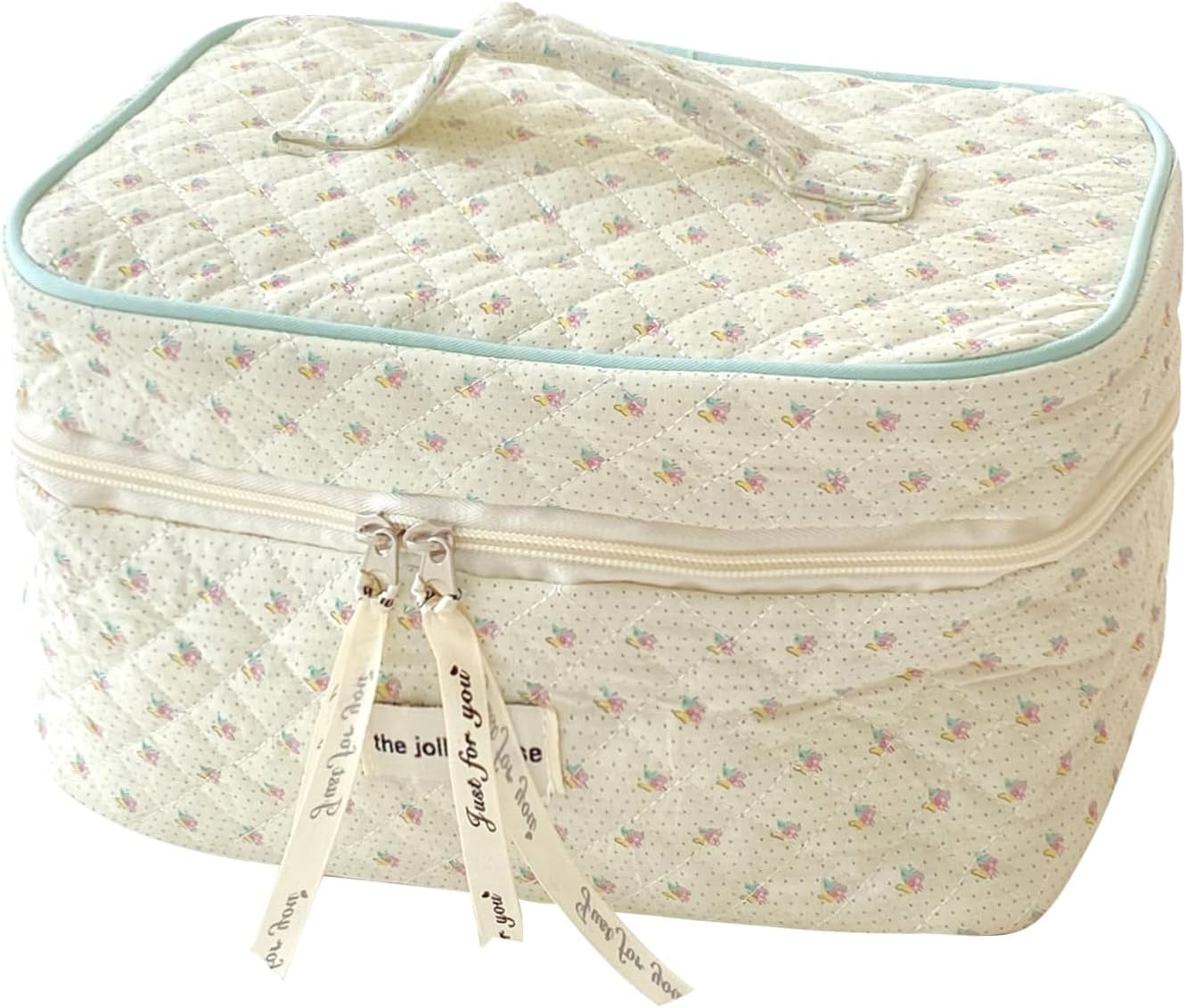 Amazon.com: Cotton Makeup Bag,Large Floral Cosmetic Bag,Quilted Travel ...