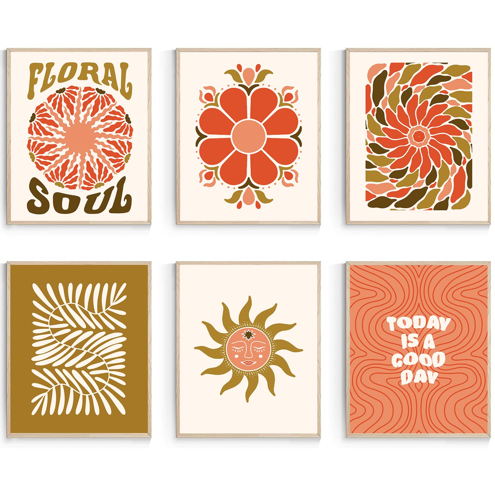 Amazon.com: HoozGee Groovy Boho 60s 70s Flower Print Hippie Vintage ...