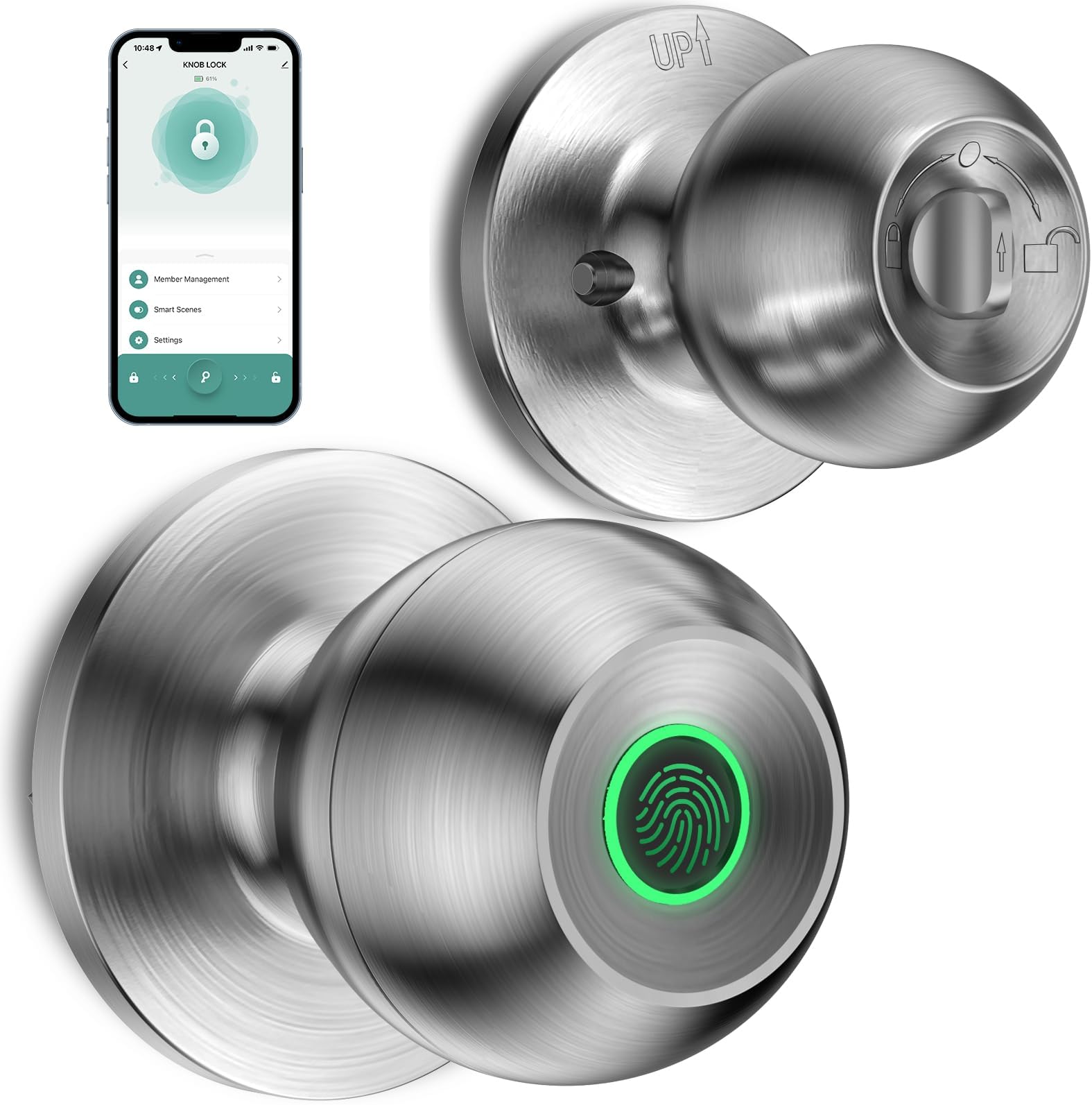 MOKEBUY Smart Door Knob, keyless Entry Door Handle Smart Lock ...