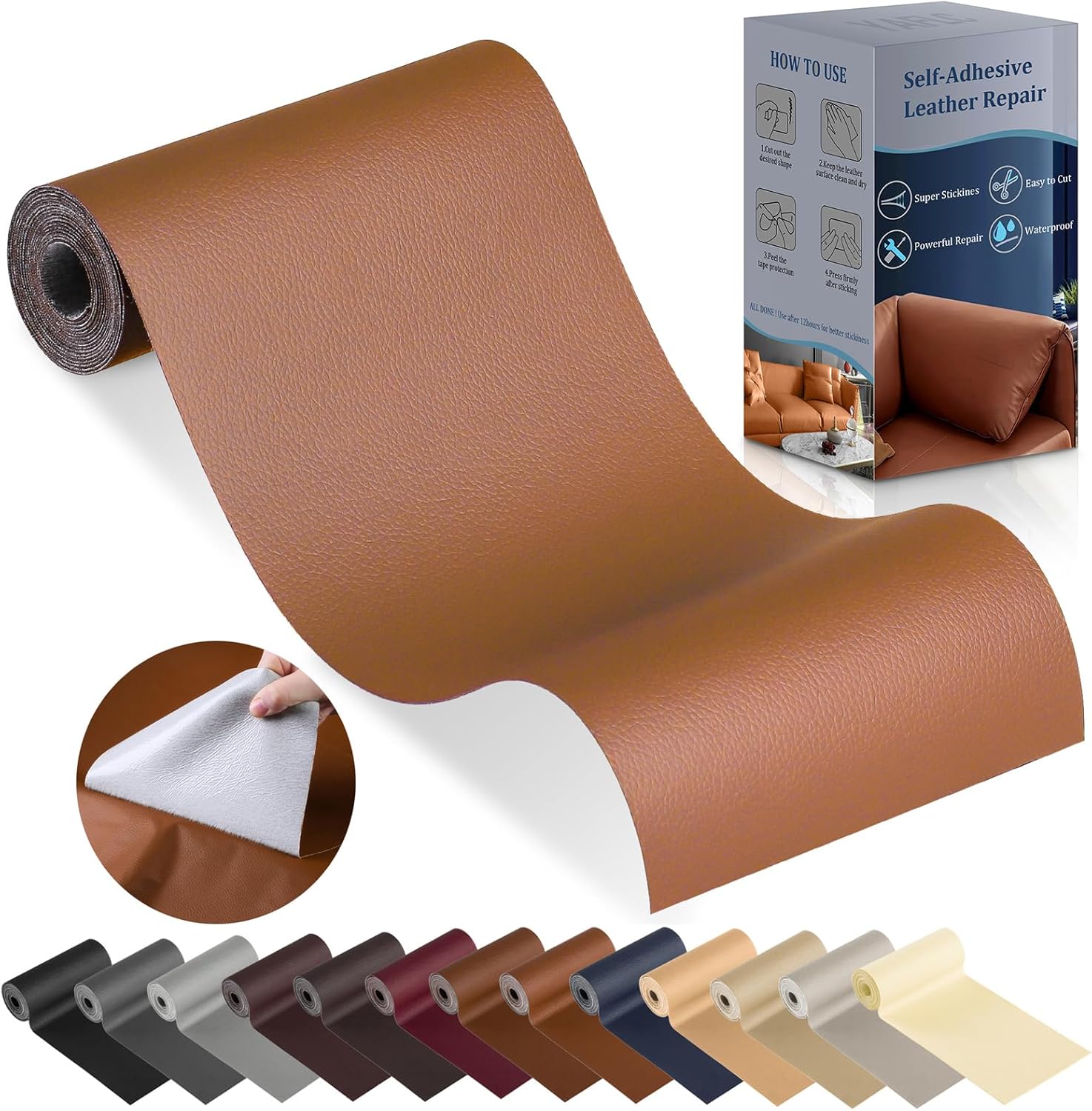Amazon.com: YAFLC Leather Repair Patch for Furniture, 4" x 63" Self ...