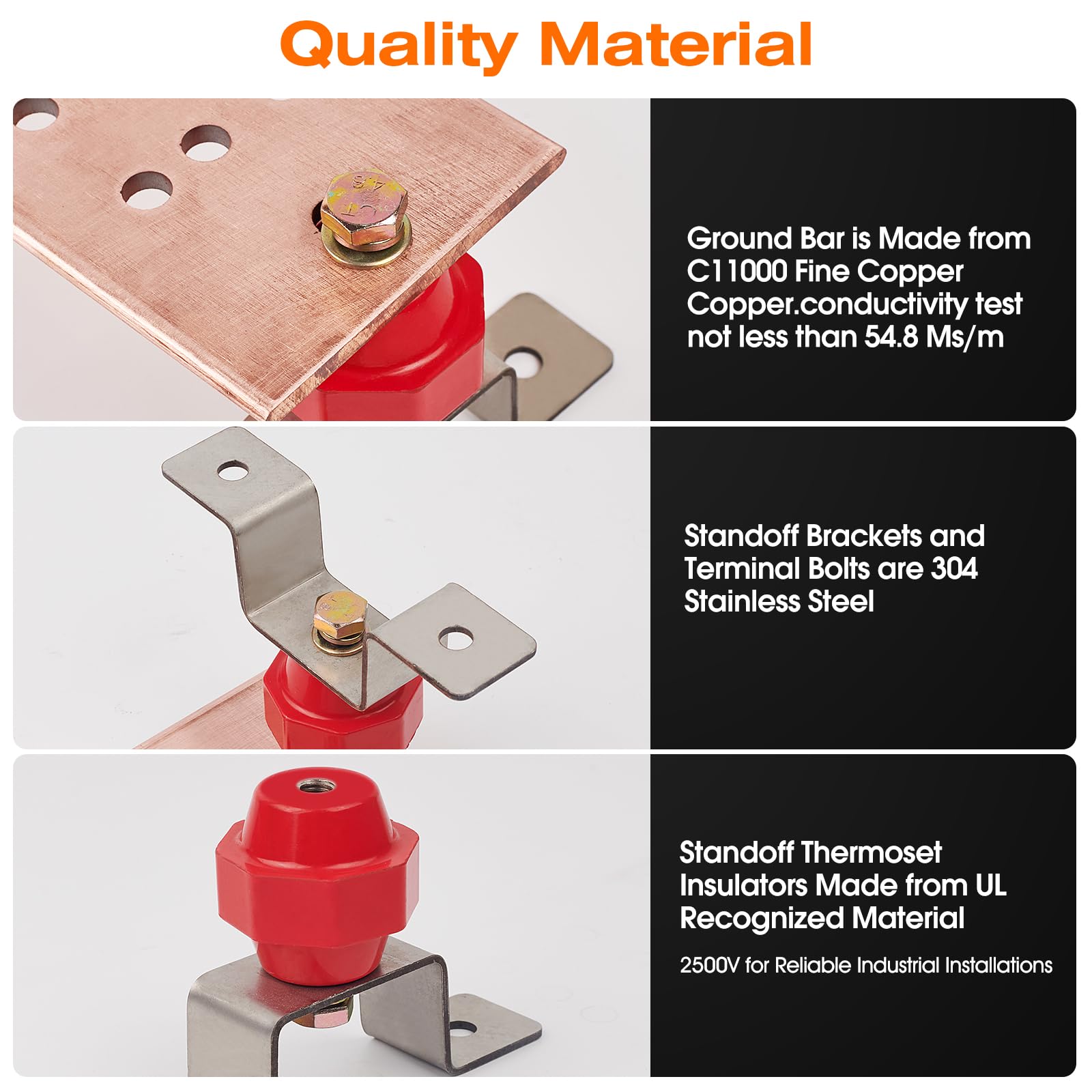 Snapklik.com : 24" Ground Bar Kit,4 Wide Heavy Duty Ground Bars Copper ...