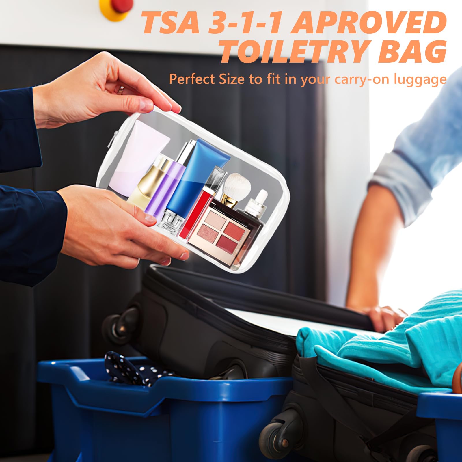 Snapklik.com : 6 PACK Clear Toiletry Bag, TSA Approved Cosmetic Makeup ...