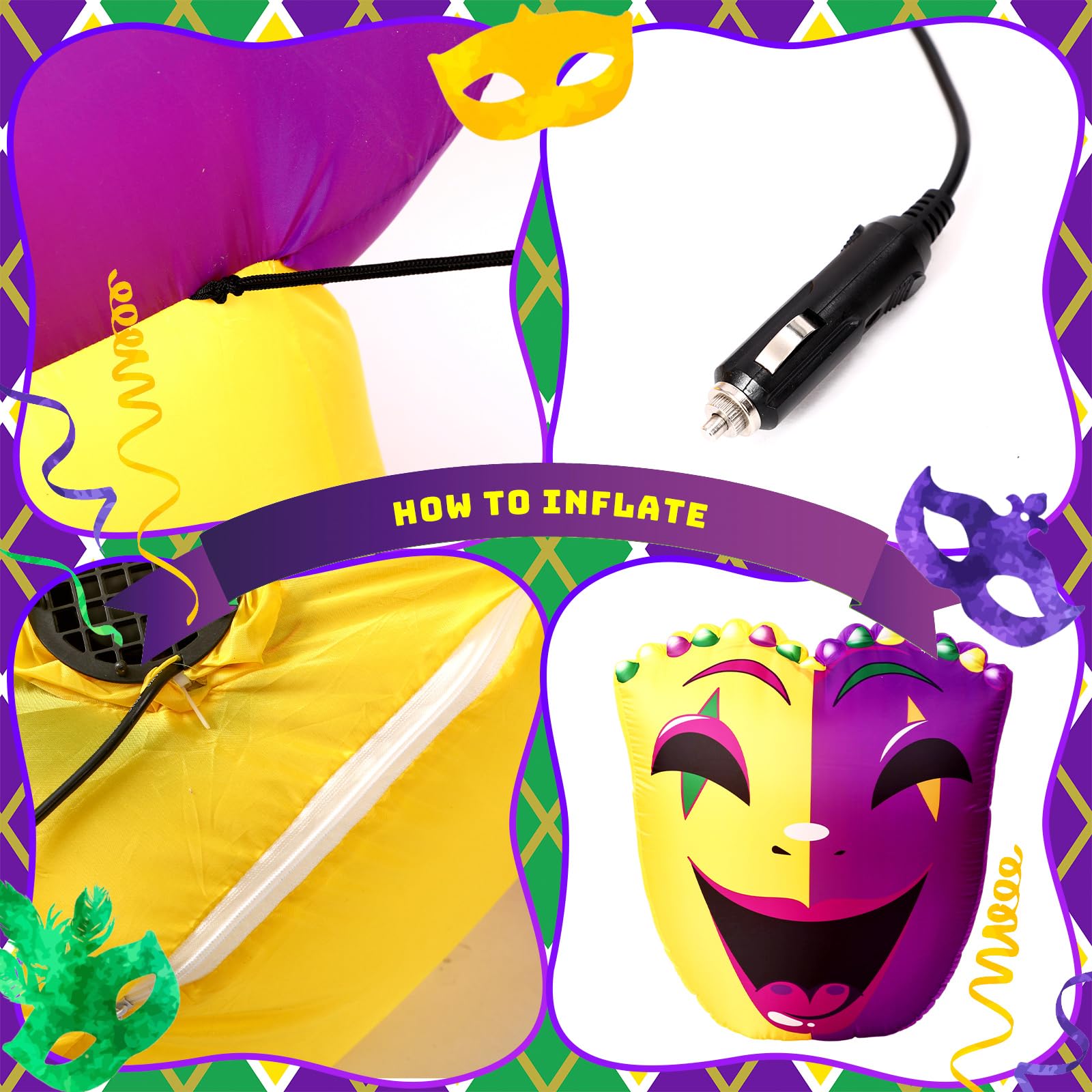 Snapklik.com : Leyndo 4 Ft Mardi Gras Golf Cart Parade Inflatable ...