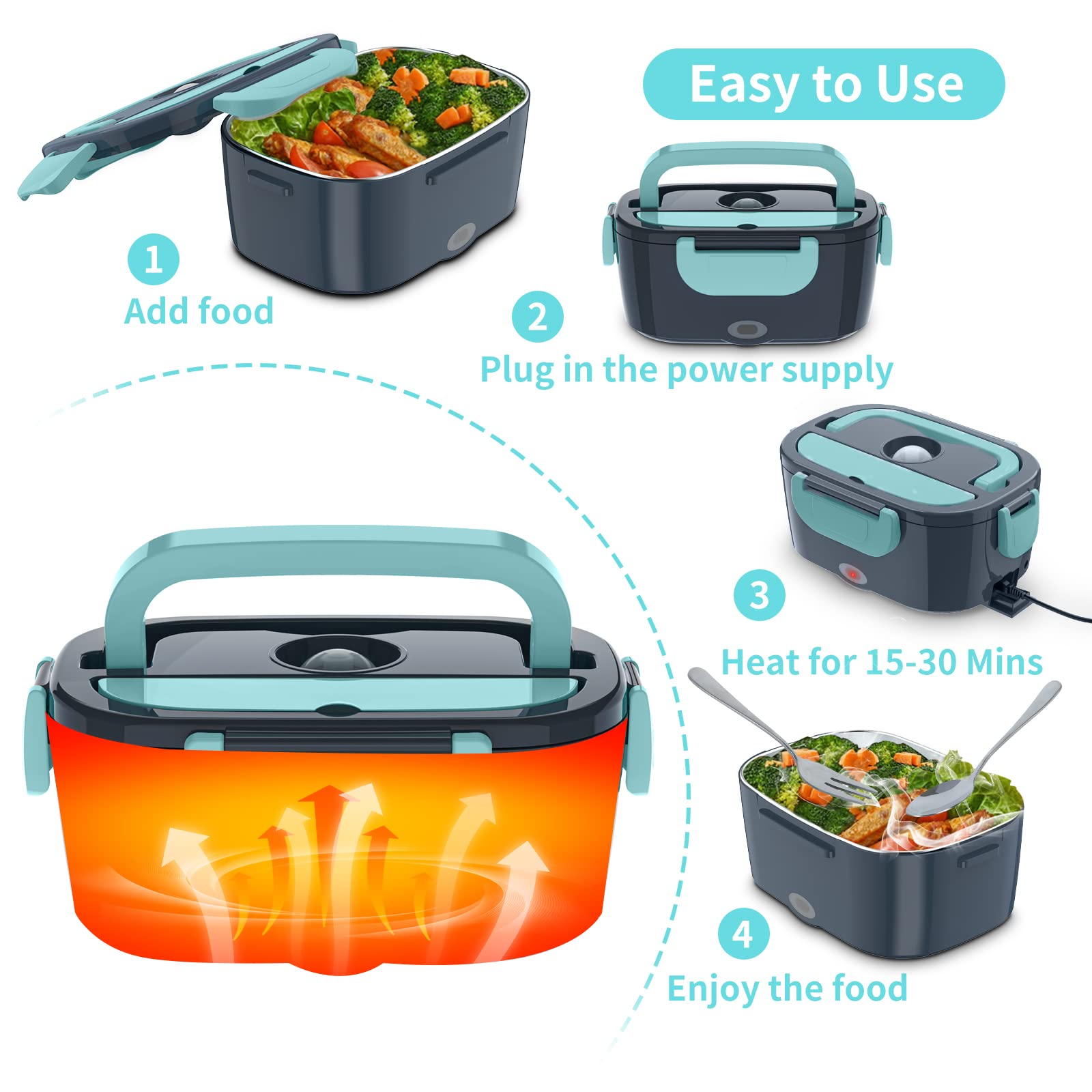 Snapklik.com : CHARMDOO Electric Lunch Box, Food Warmer Heater 12V 24V ...