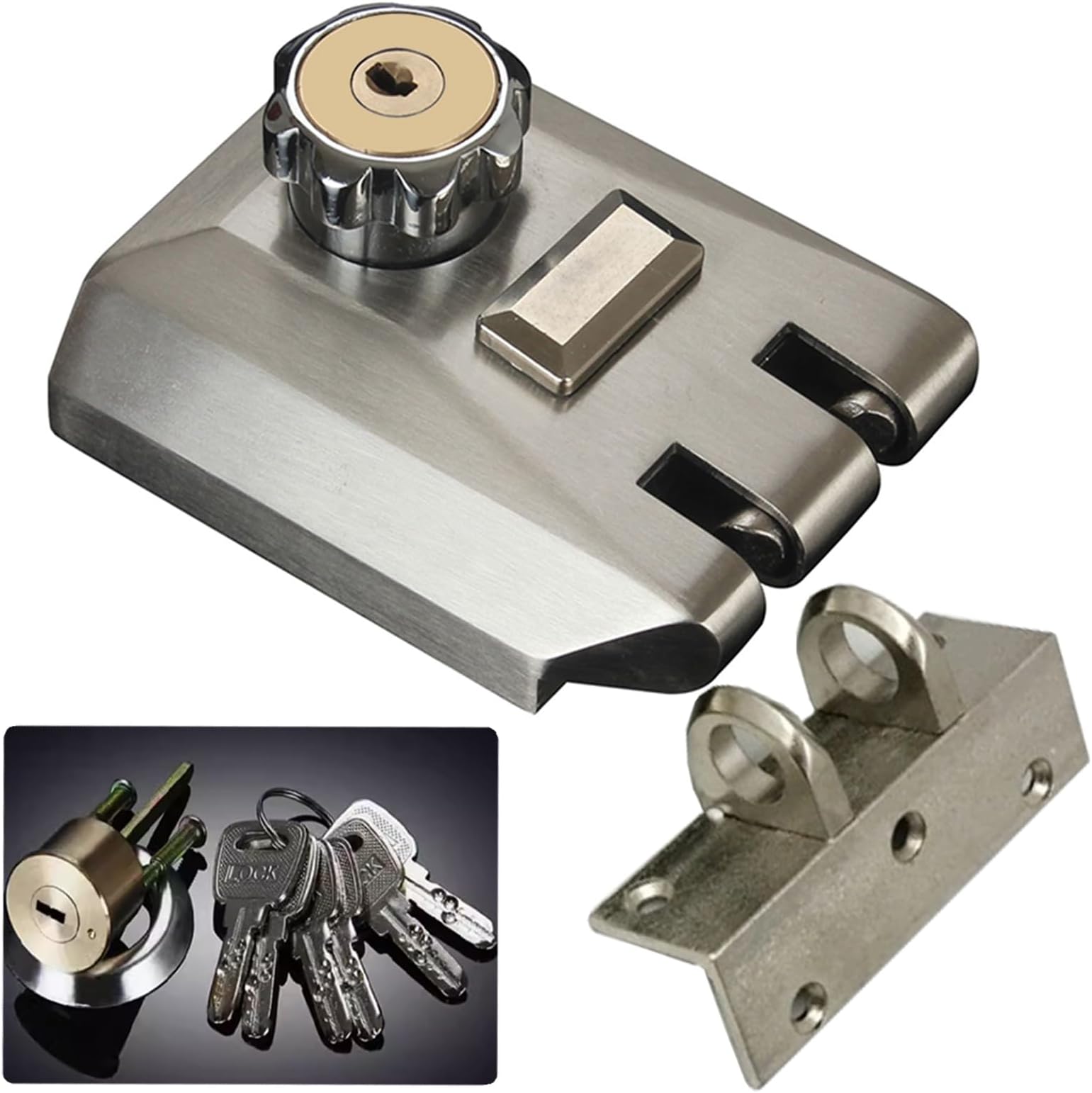 LDEXIN Home Safety Vertical Keyway Cylinder Deadbolt Rim Lock Set ...