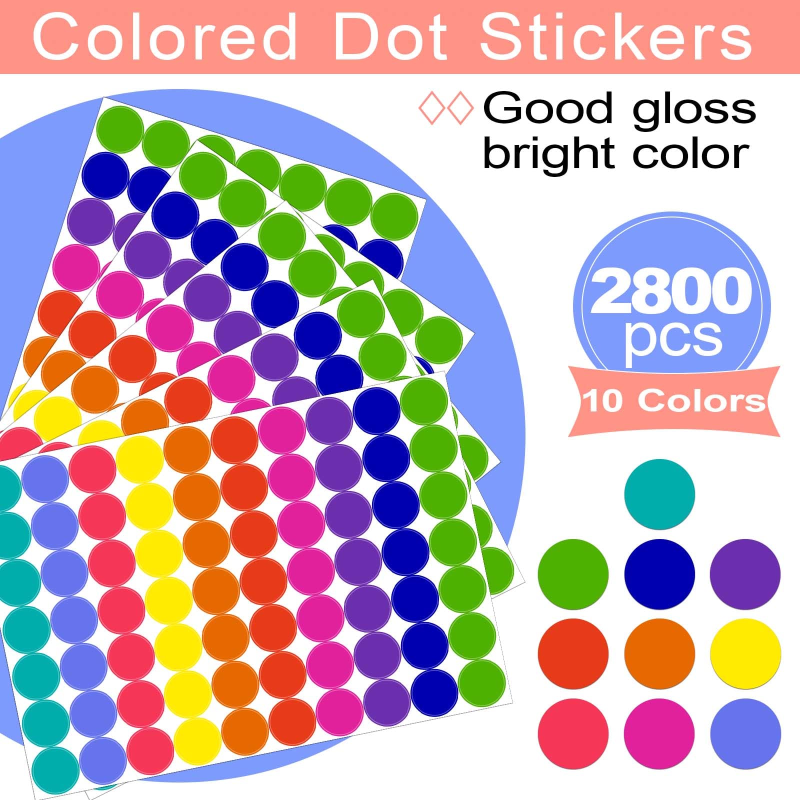 Snapklik.com : 2800 PCS Colored Dot Stickers Round Color Coding Labels ...