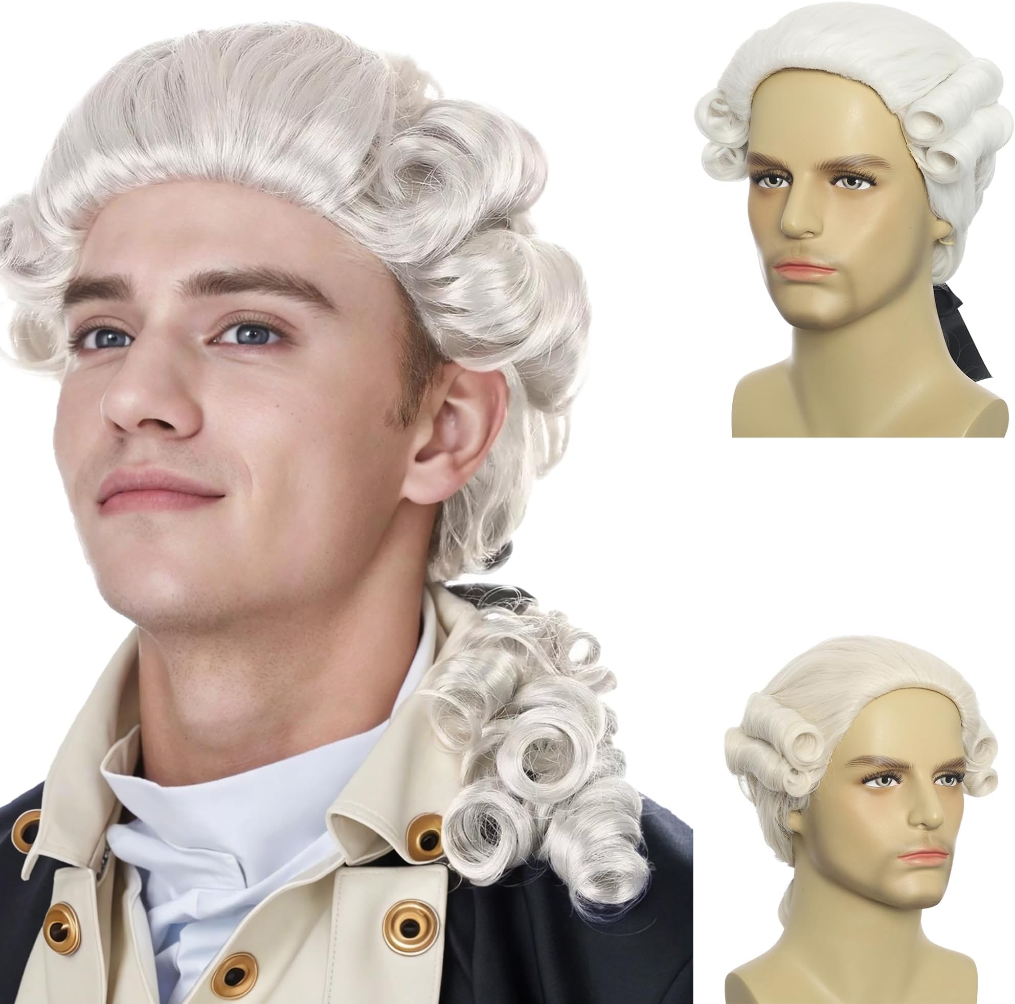 Amazon.com: Elaine Men Judge Colonial Wigs 16 Inch Wavy Medium Length ...