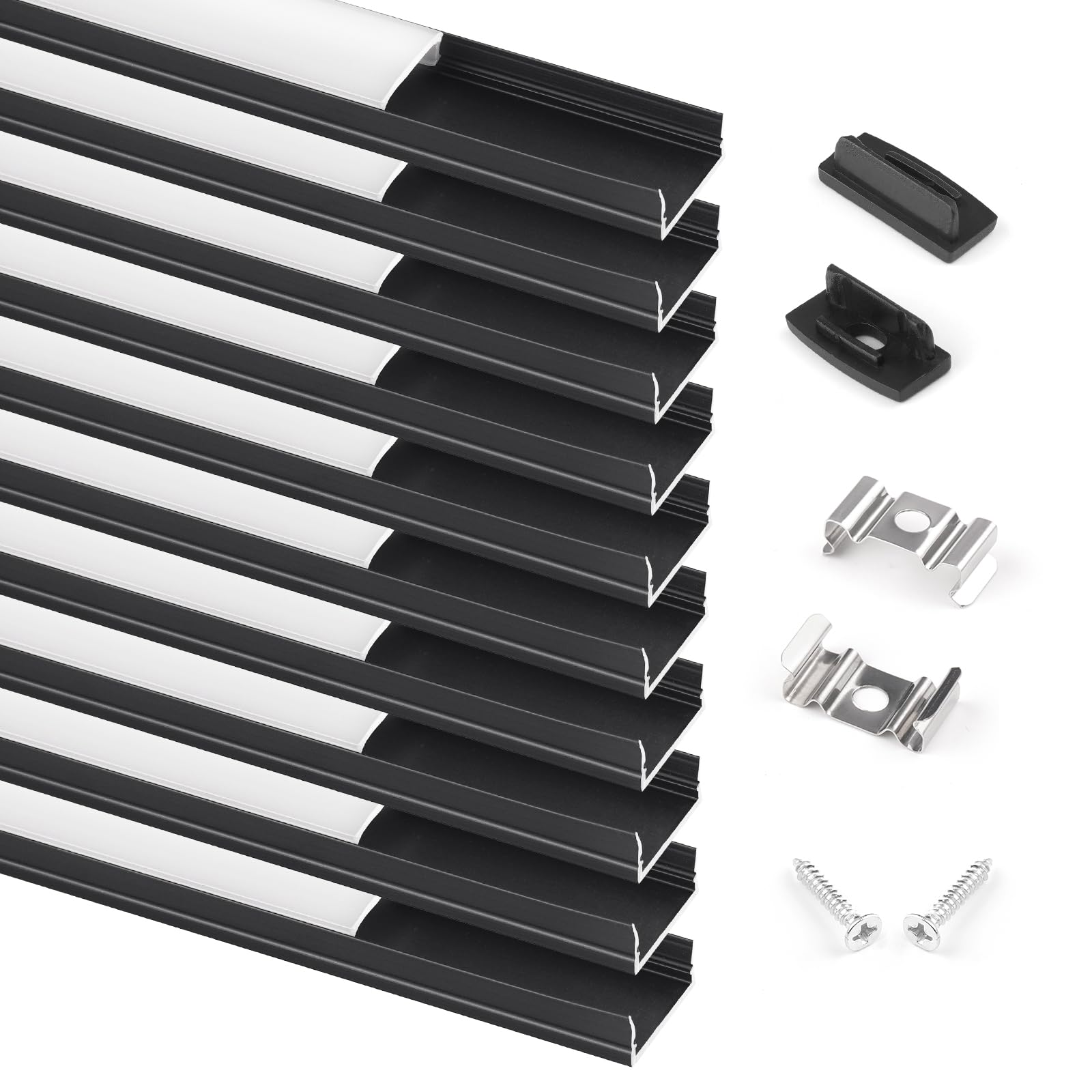 Ledalumtrus 10-Pack 3.3ft/1 Meter Black Aluminum LED Channel with ...