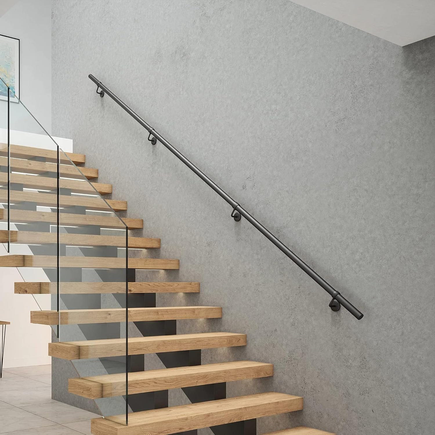 ROTHLEY 9.8 FT ADA Industrial Handrails for Indoor Stairs: Metal ...
