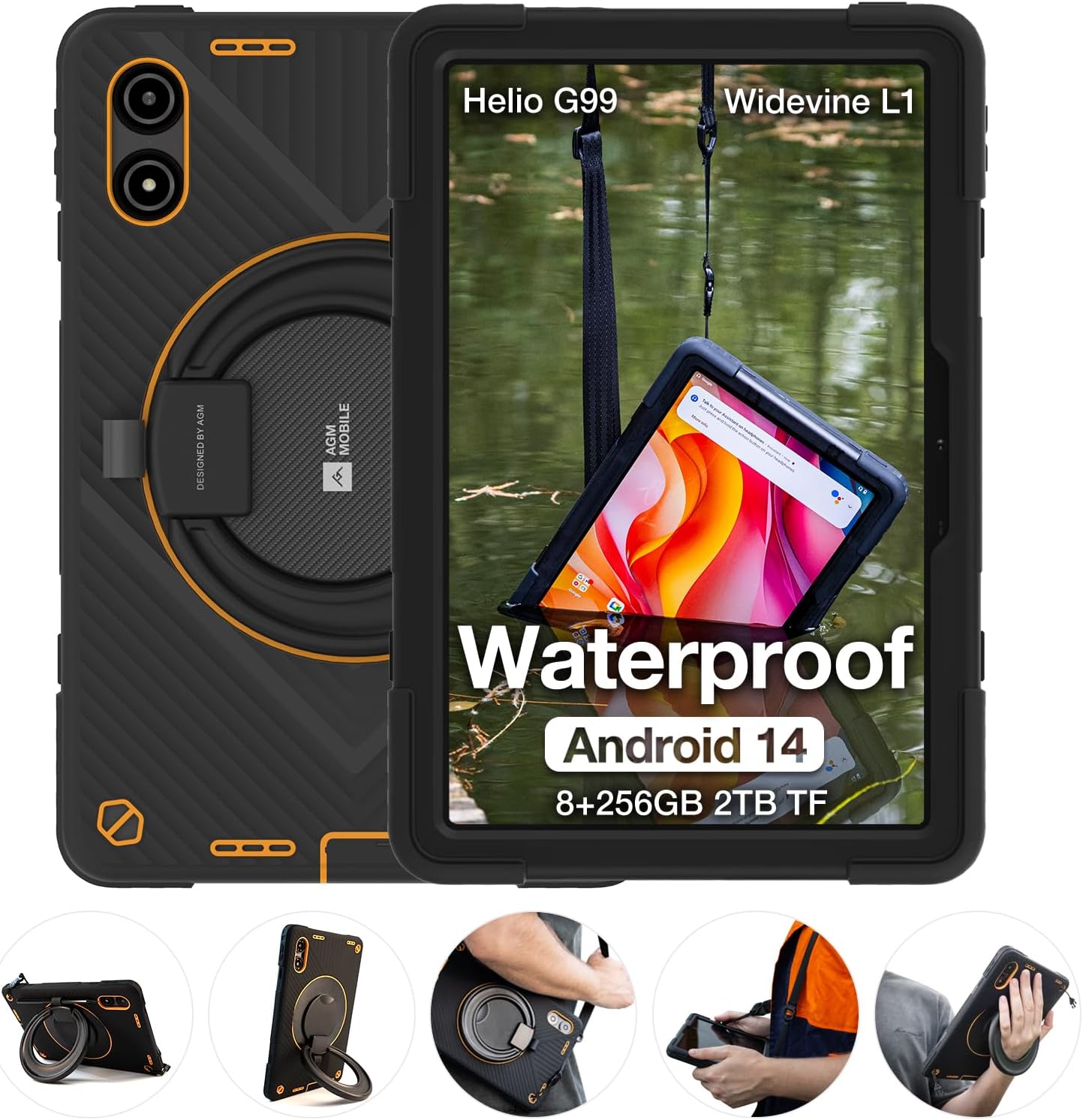AGM Rugged Tablet, 11" Android Tablet 4G LTE Dual SIM with MTK G99 ...