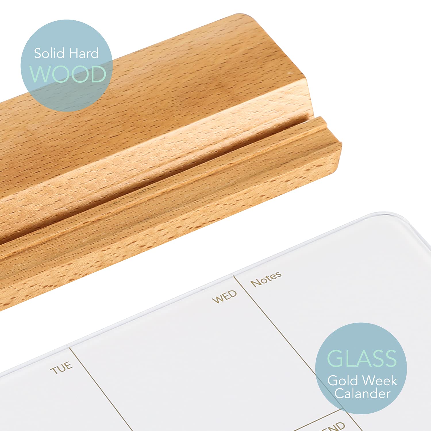 Desktop Glass Weekly Planner Whiteboard with Detachable Wood Stand ...