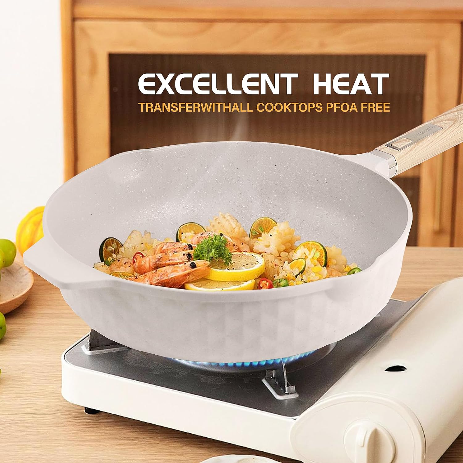 Potinv Sartén antiadherente de 12 pulgadas, sartén antiadherente ...