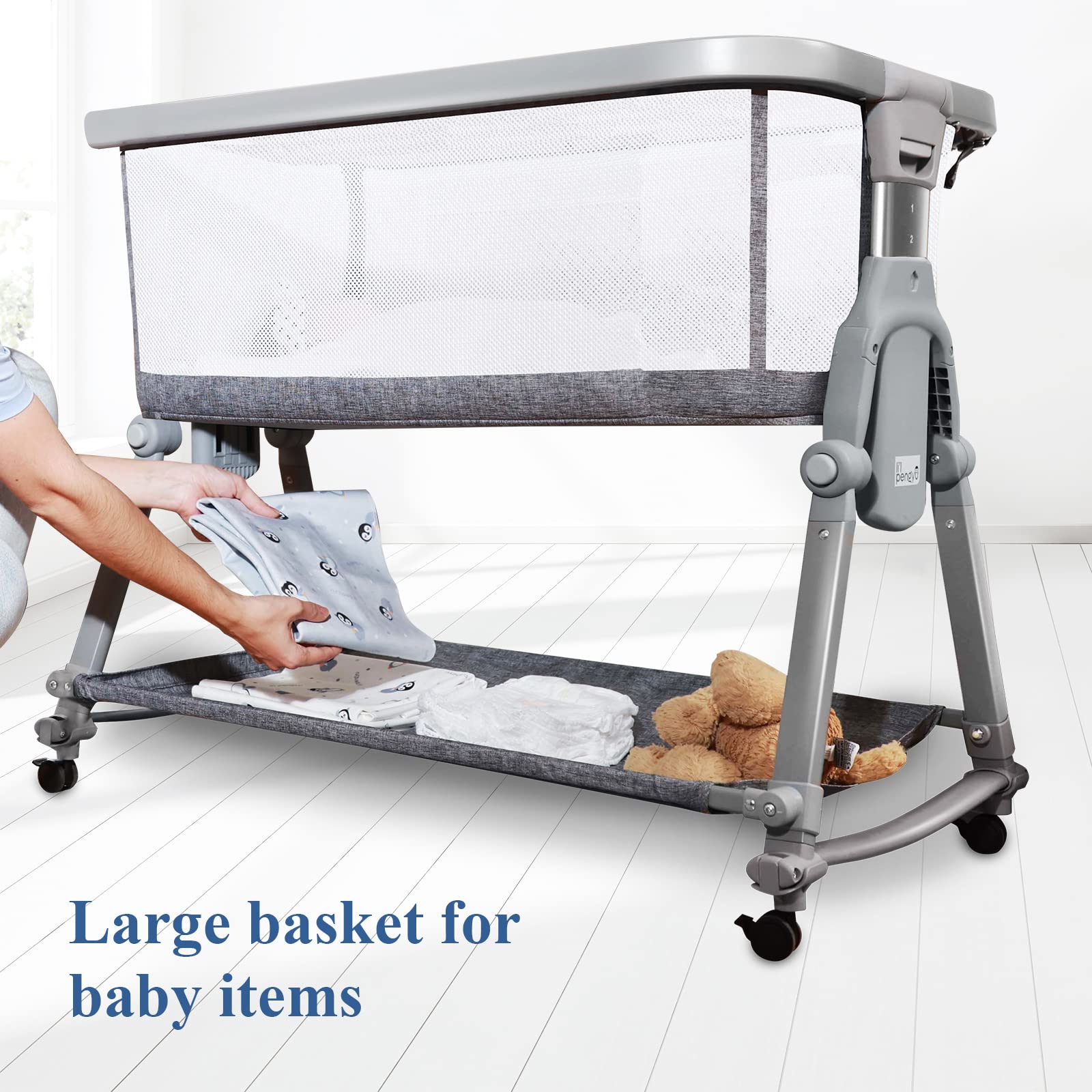 Baby Bassinet Bedside Crib, Liâ€™l Pengyu 3 in 1 Portable Bassinet with ...