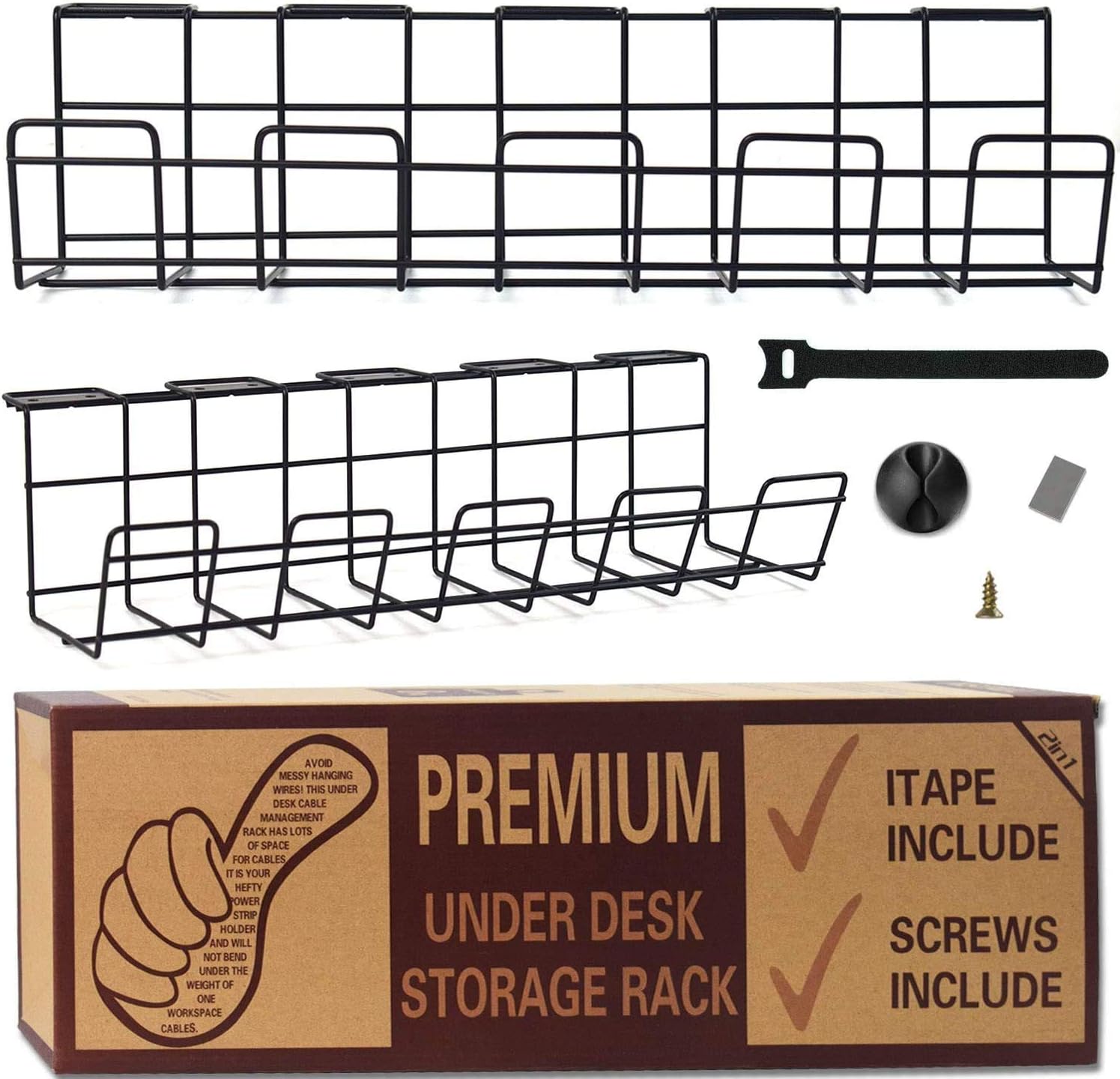 Amazon.com: Under Desk Cable Management Tray - Wire Organizer for Cable ...