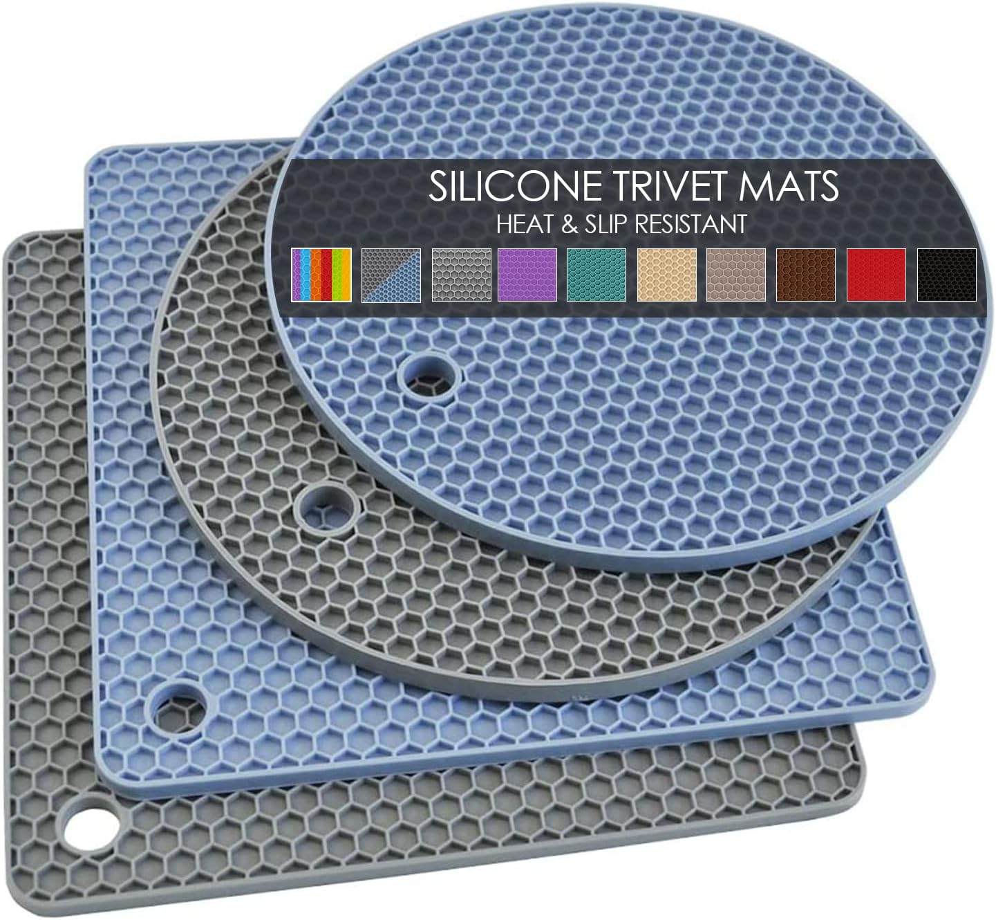 Amazon.com: Joyhalo Silicone Trivet Mats Pot Holder Hot Pads Plate ...