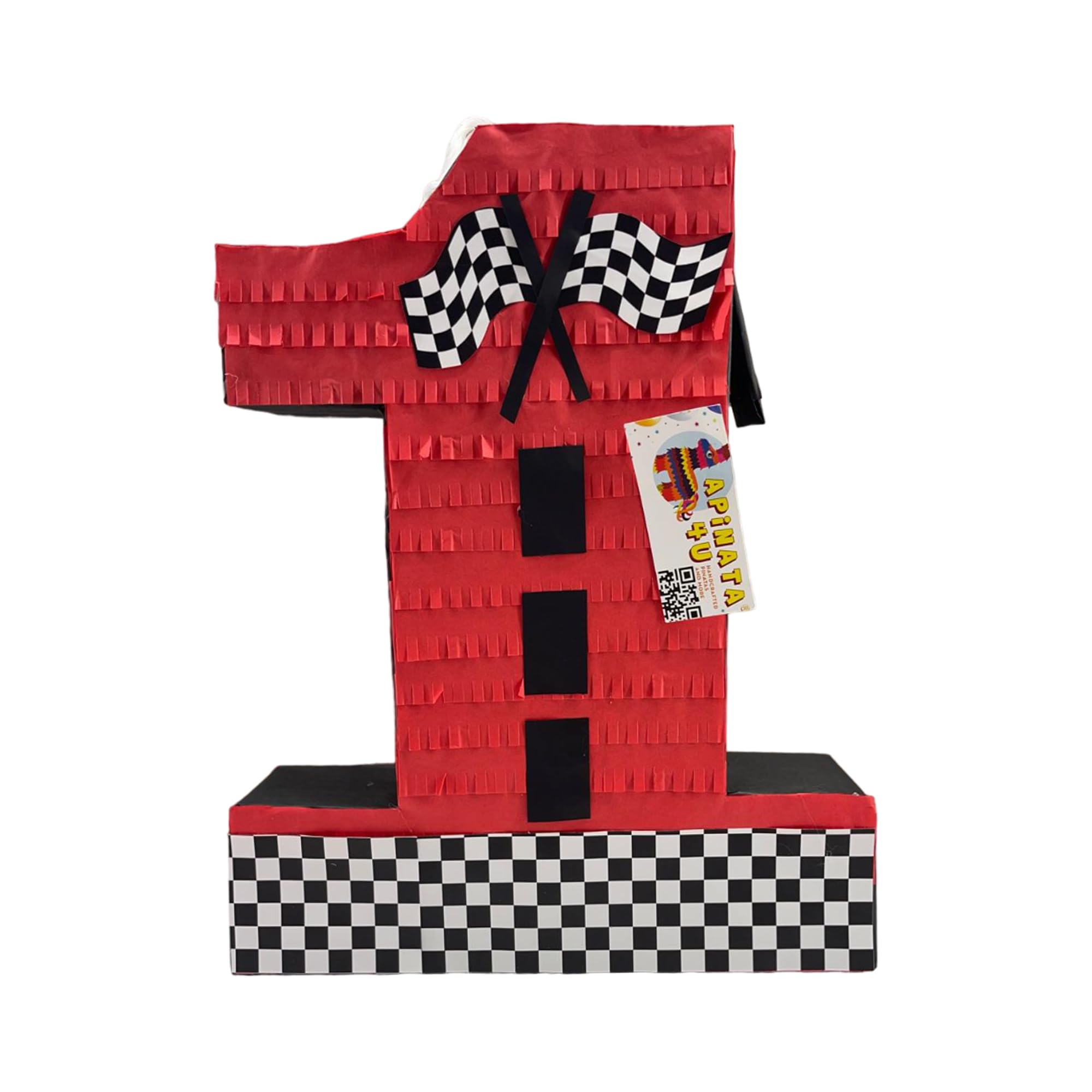 Amazon.com: APINATA4U Number One Race Car Pinata, Red Checkered Flag ...