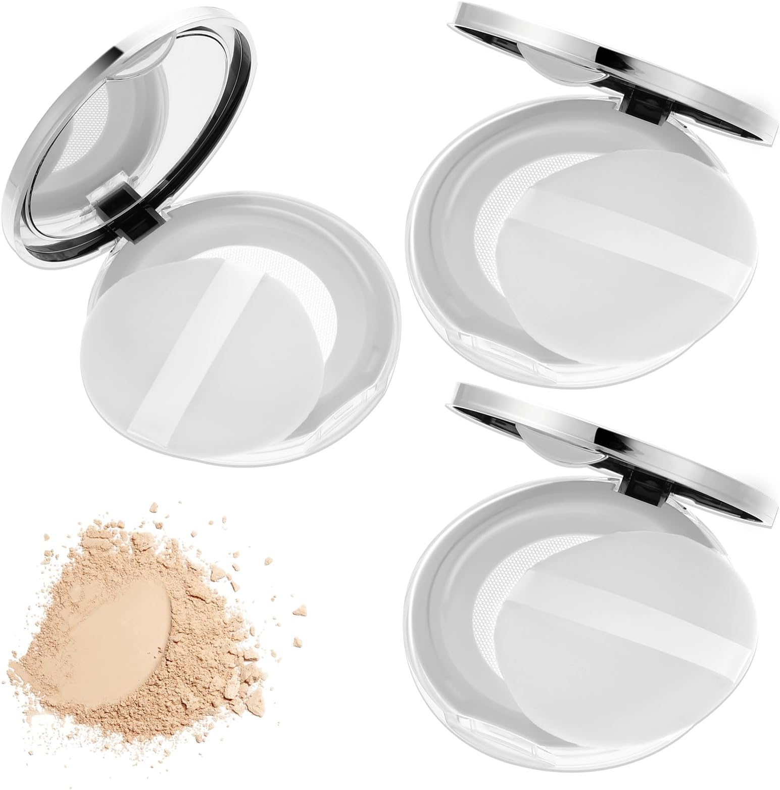 Amazon.com: Empty Reusable Plastic Loose Powder Compact Container DIY ...