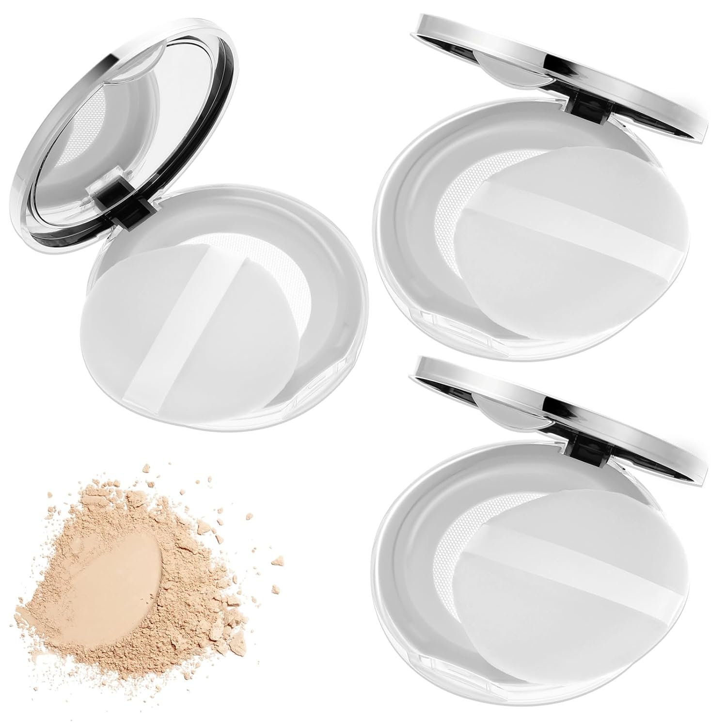 Amazon.com: 3 Pcs Loose Powder Containers Empty Cushion Compact Case ...