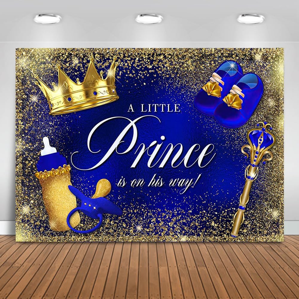 Amazon.com : Mocsicka Royal Prince Baby Shower Backdrop A Little Prince ...