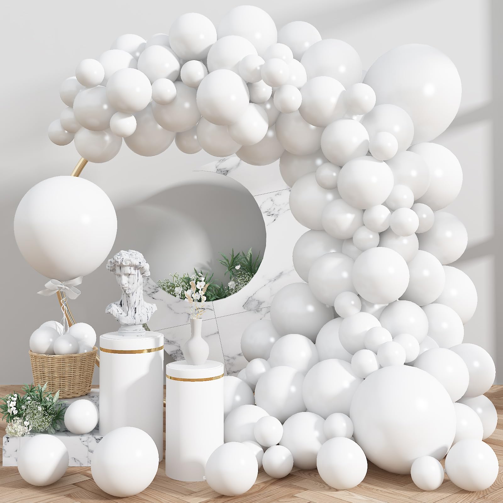 Amazon.com: White Balloons Different Sizes, 113Pcs White Balloon Arch ...