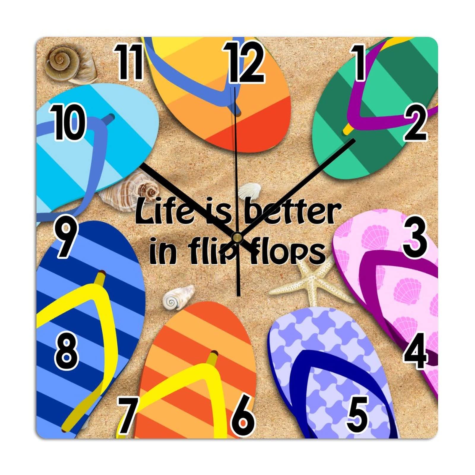 Amazon.com: Life is Better in Flip Flops Wall Clock Nautical Square PVC ...
