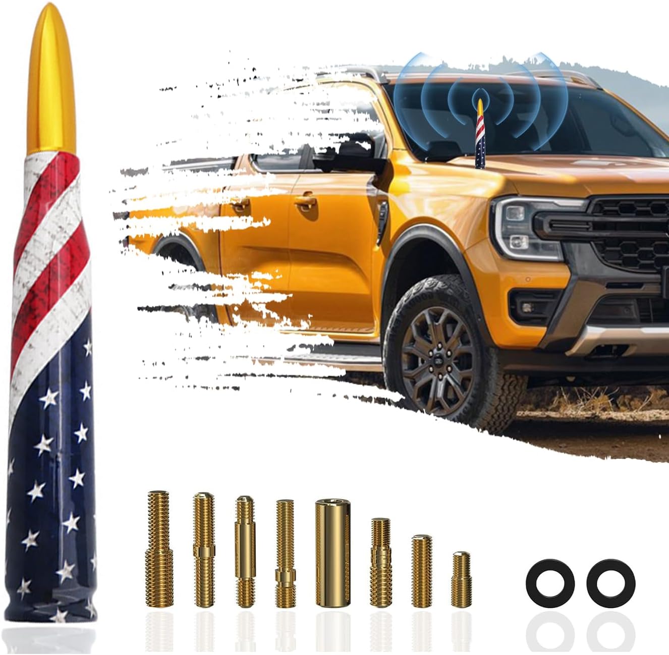 Amazon.com: Car Truck Bullet Antenna with American Flag Design for Ford ...