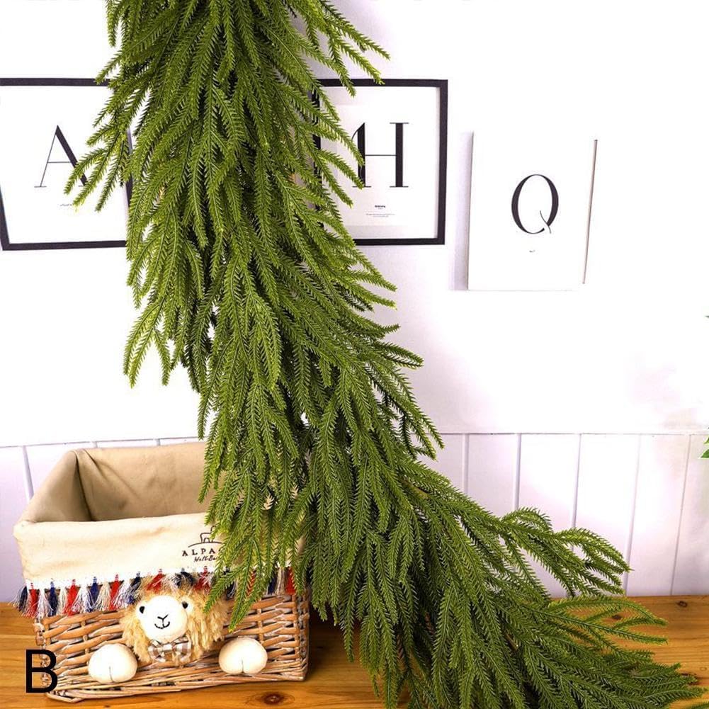 Artificial Norfolk Pine Garlands, Real Touch Winter Pine Garland, Green Artificial Greenery ...