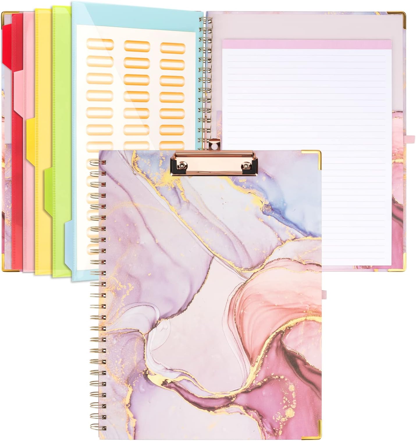 Amazon.com : Pechor Foldable Spiral Clipboard Folio with Storage ...