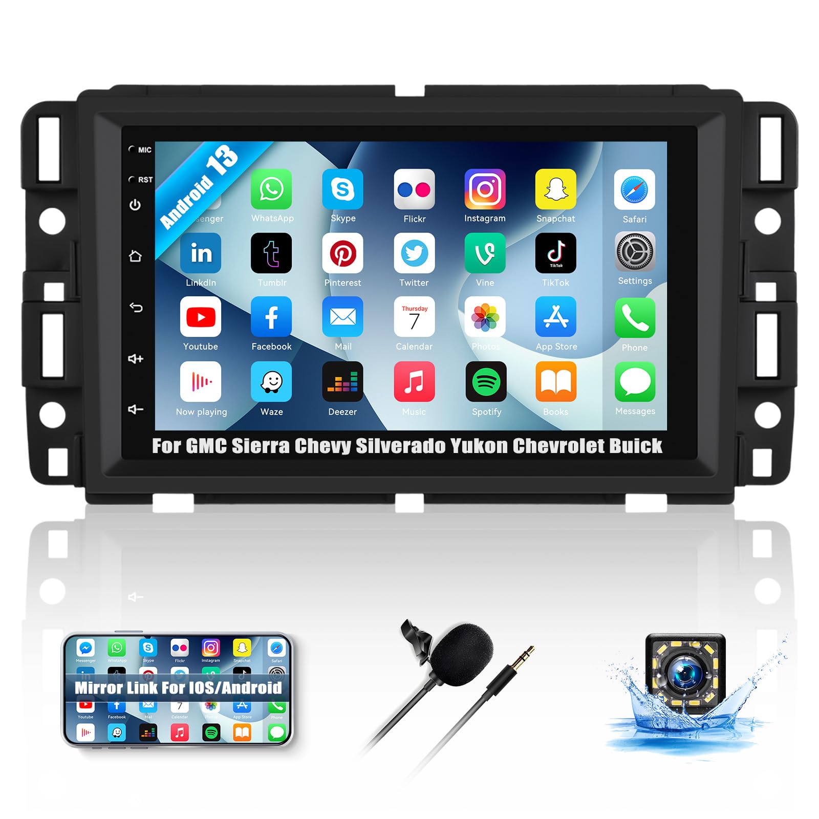 Amazon.com: Android 13 Double Din Car Stereo for GMC Sierra Chevy ...