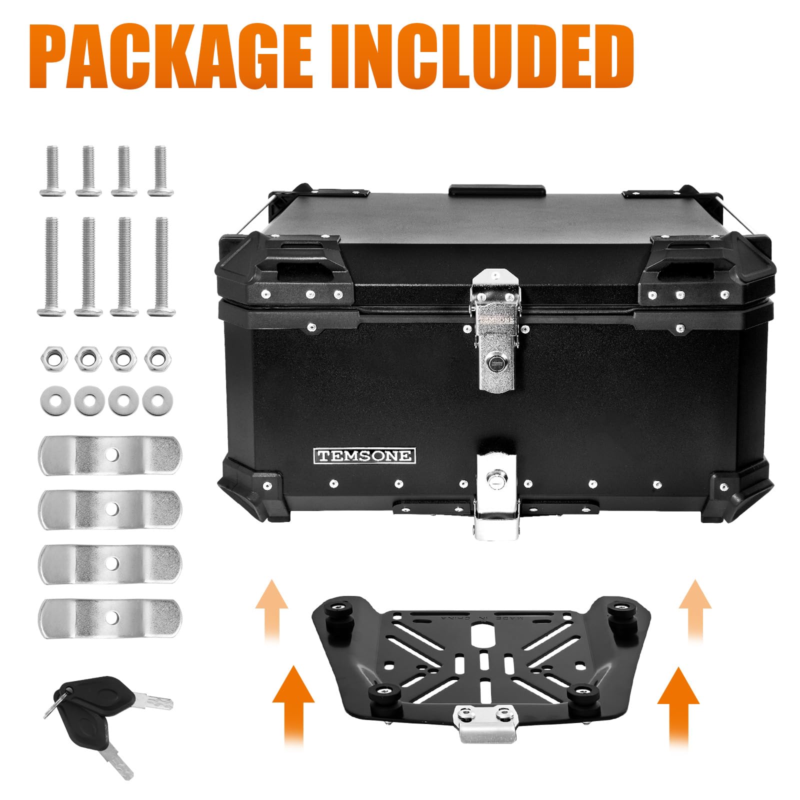 65L Universal Motorcycle Top Case, Waterproof Motorcycle Rear Top Box ...